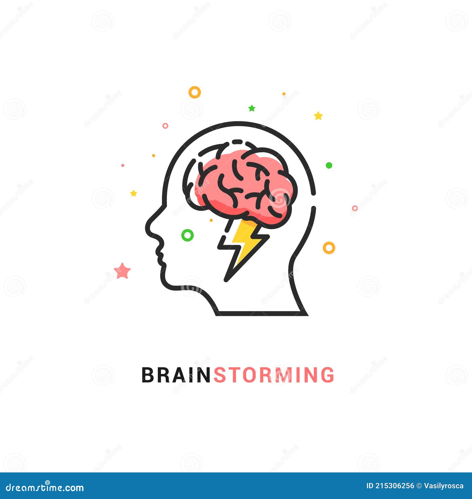 Brainstorm Vector Icon Idea. Brain Storm Lighting Power Creative ...