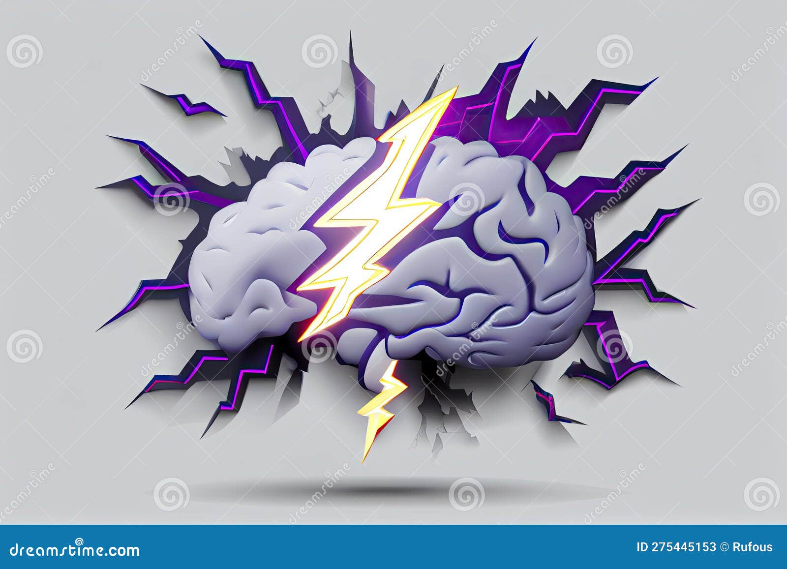 Brainstorming Banner. the Brain Strains, Lightning and Rays Stock ...