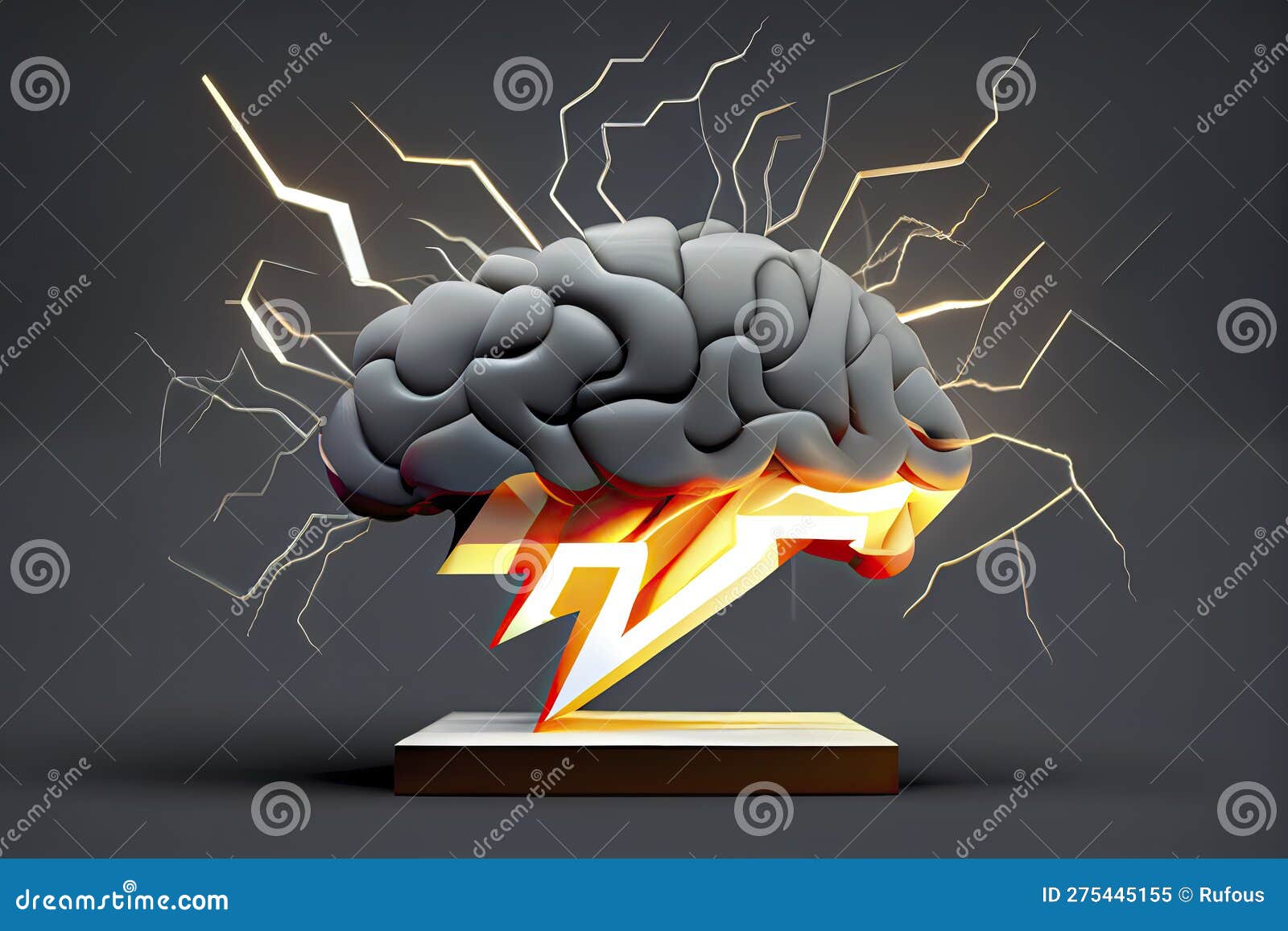 Brainstorming Banner. The Brain Strains, Lightning And Rays. Finding A ...