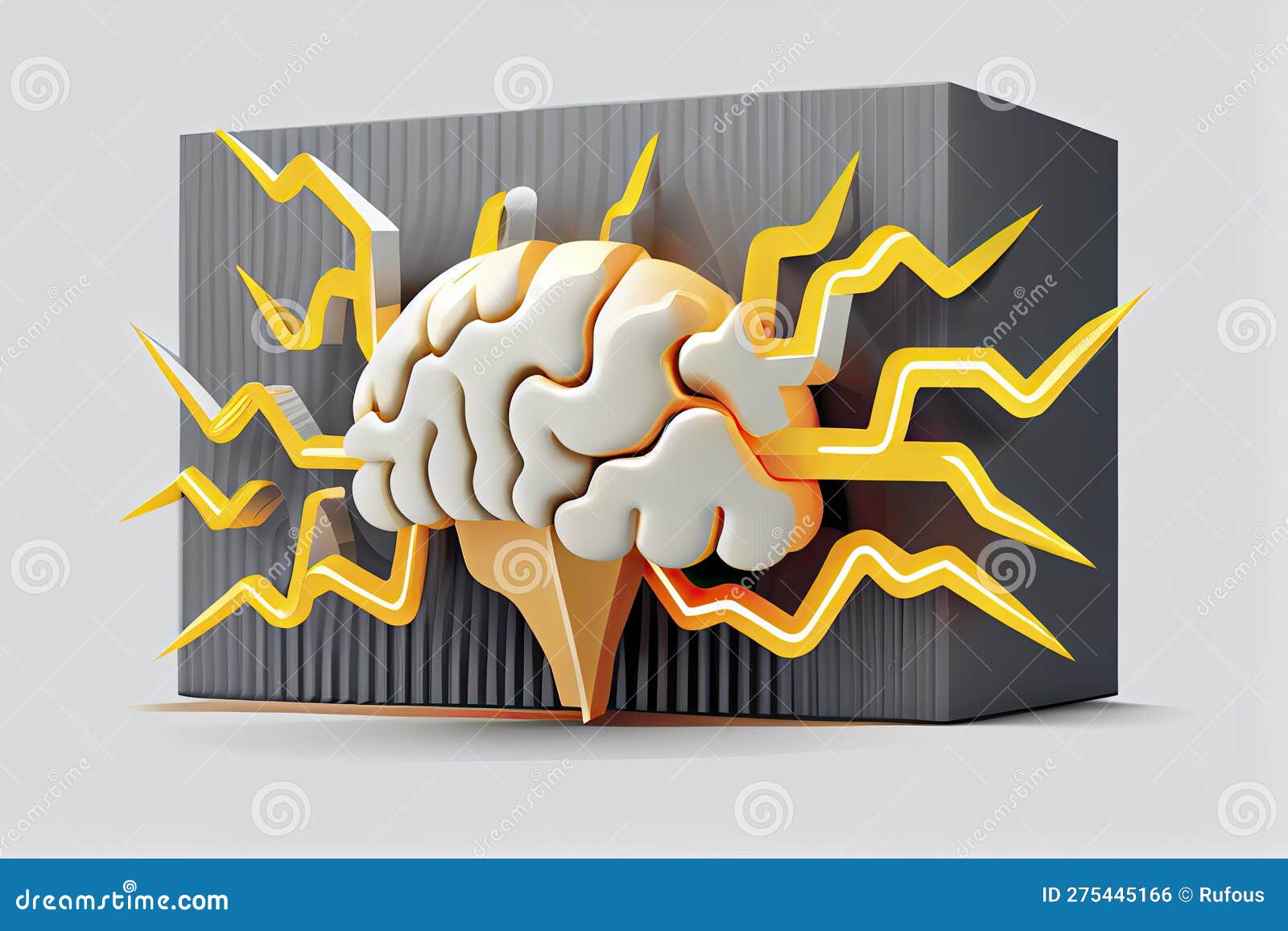 Brainstorming Banner. The Brain Strains, Lightning And Rays. Finding A ...