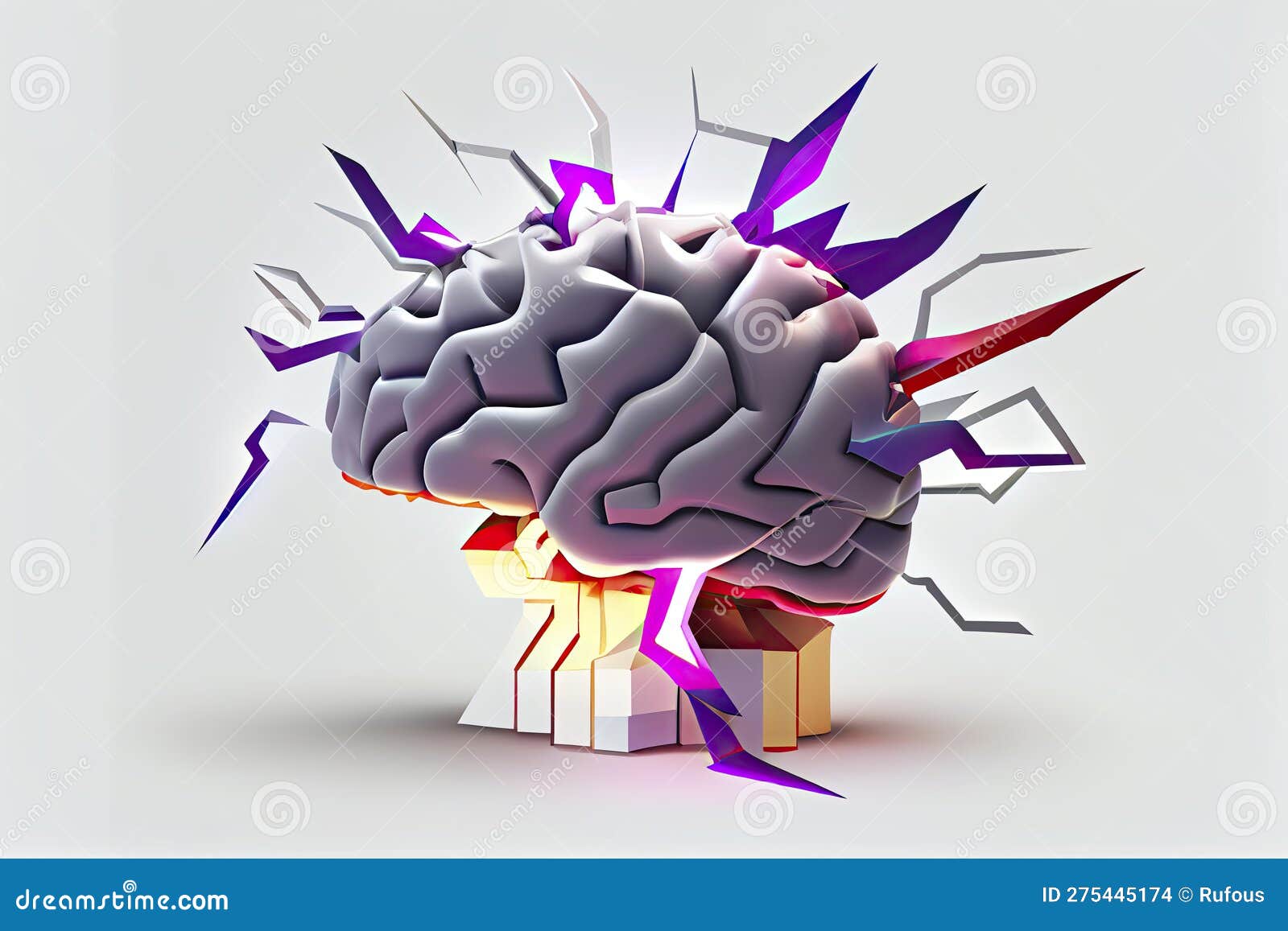 Brainstorming Banner. The Brain Strains, Lightning And Rays. Finding A ...