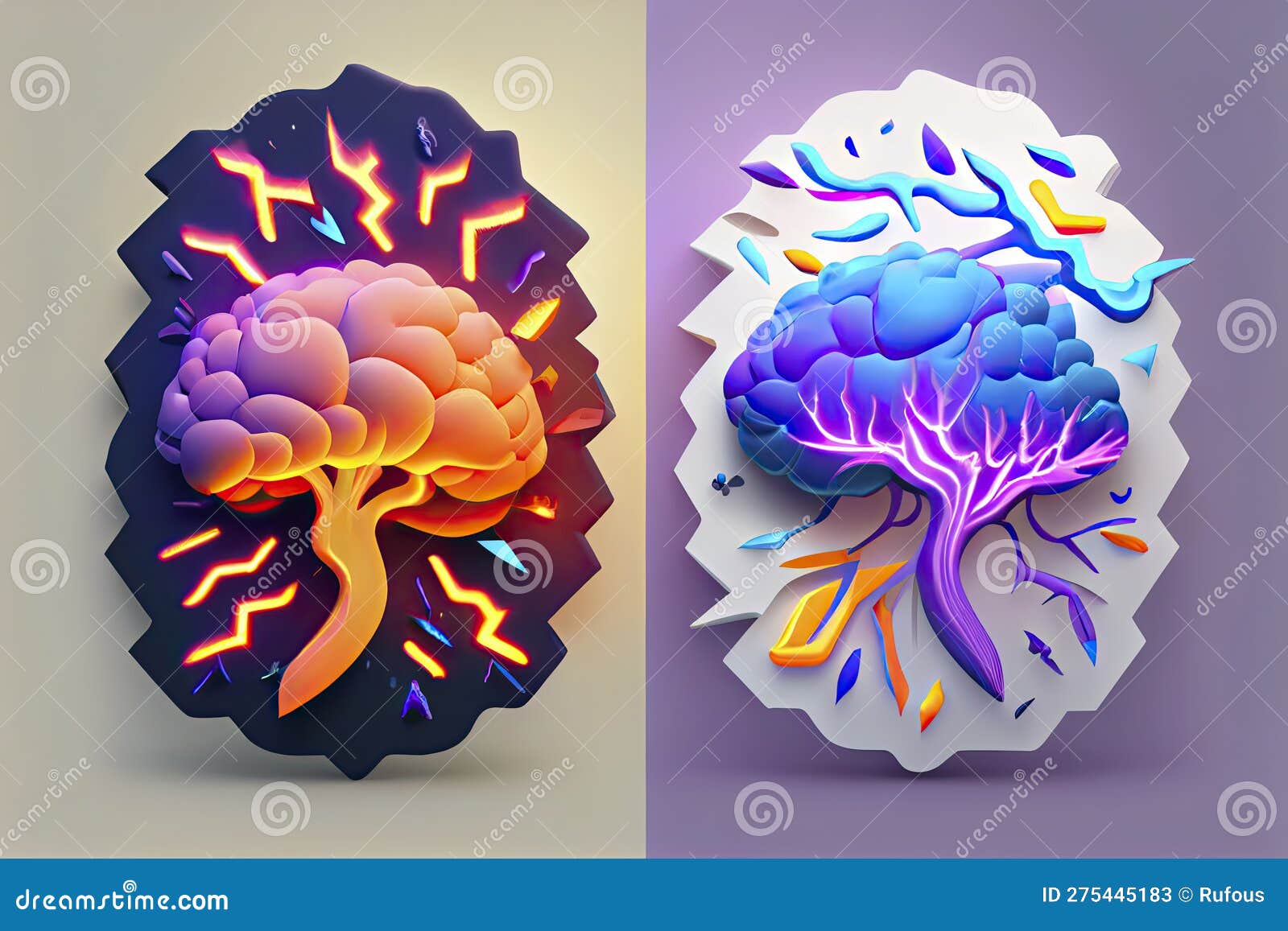 Brainstorming Banner. The Brain Strains, Lightning And Rays. Finding A ...