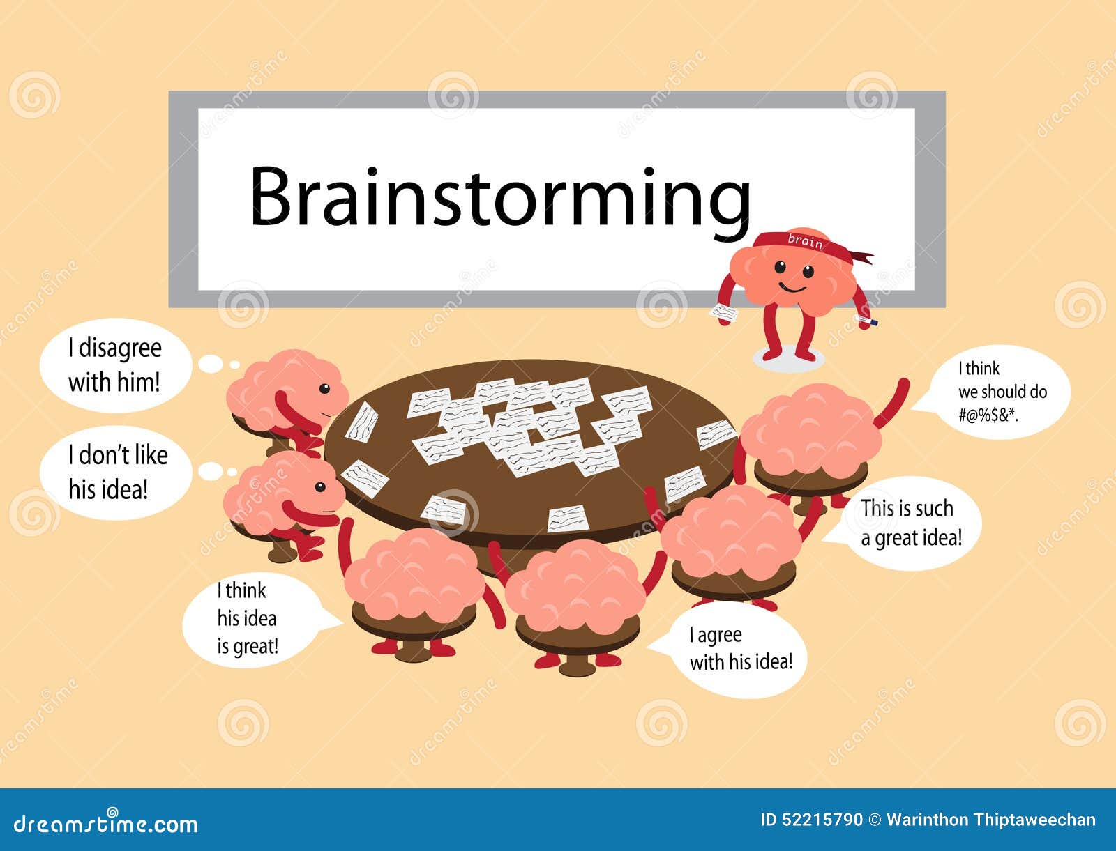 Brainstorming cartoon stock vector. Illustration of thoughts - 52215790