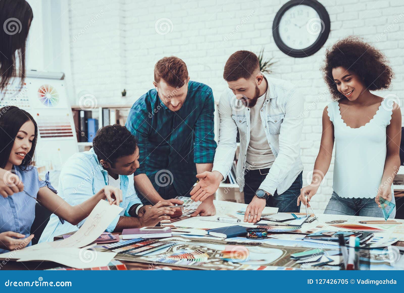 Brainstorming. Colors for Design. Different Races. Stock Image - Image ...