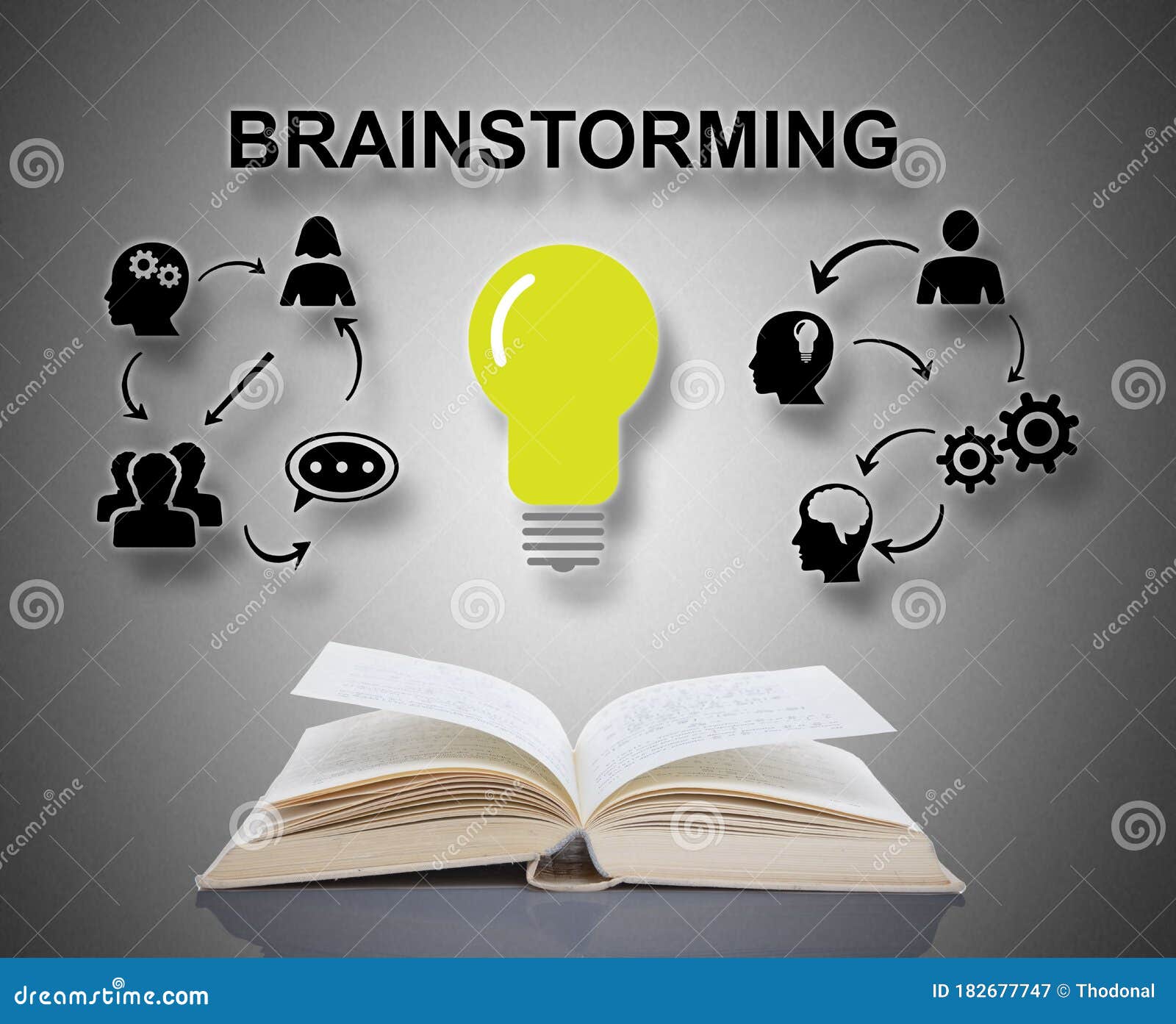 Brainstorming Concept Above a Book Stock Illustration - Illustration of ...