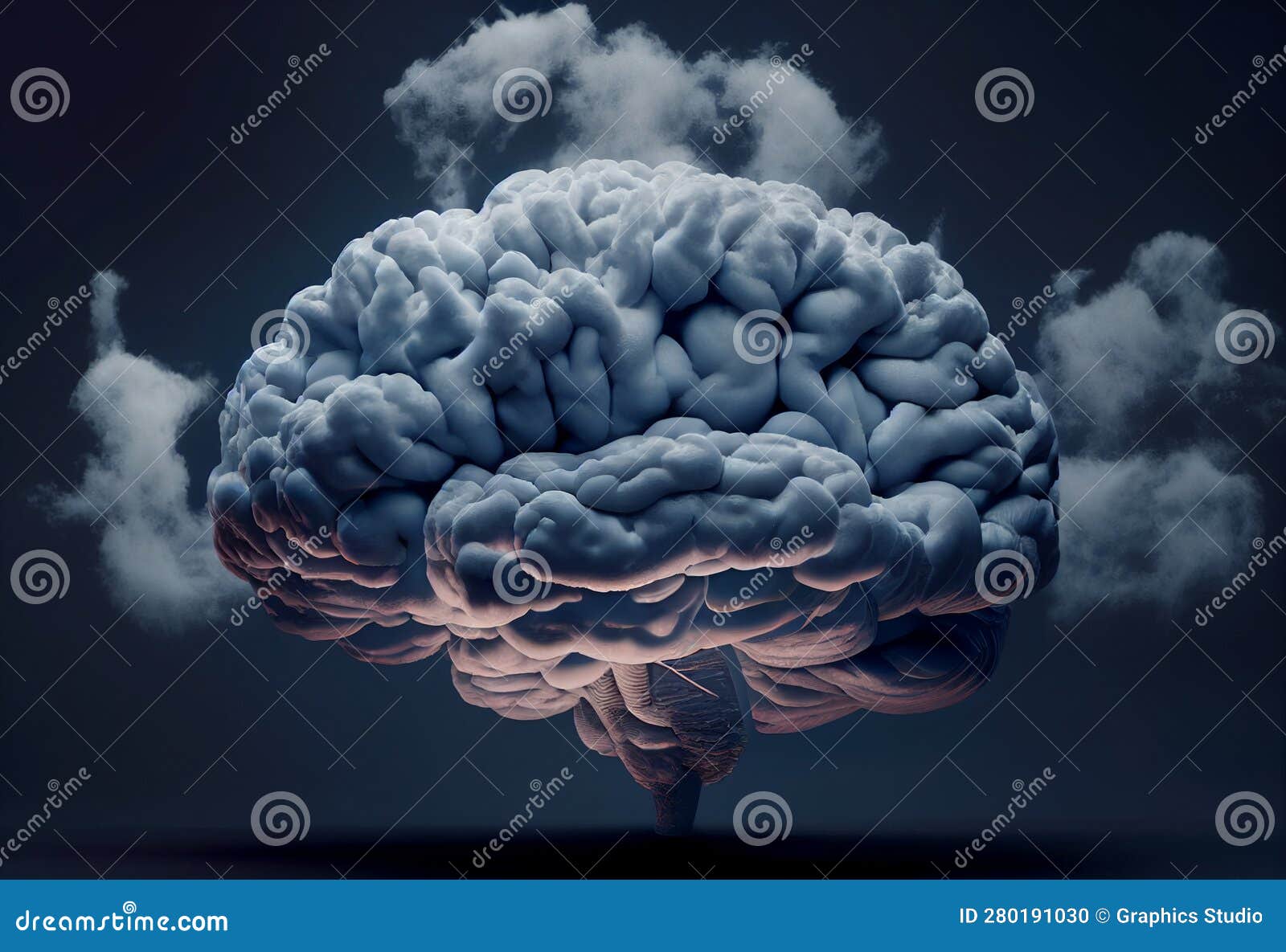 Brainstorming Concept As a Human Brain with a Stormy Sky As a 3D ...