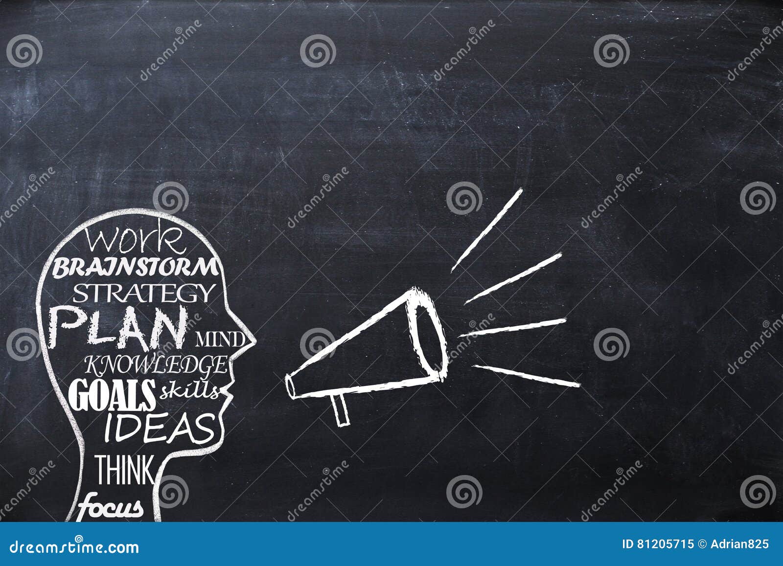 Brainstorming Concept on Blackboard with Human Head Shape Stock Image ...