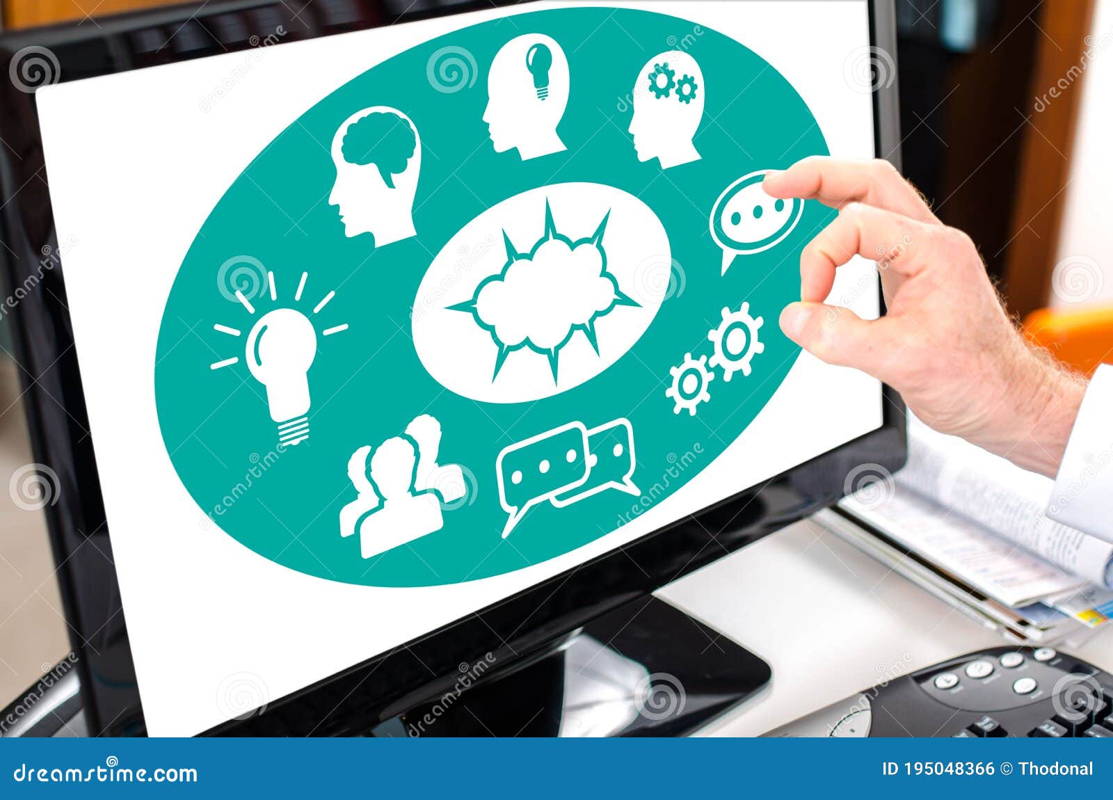 Brainstorming Concept on a Computer Monitor Stock Photo - Image of ...
