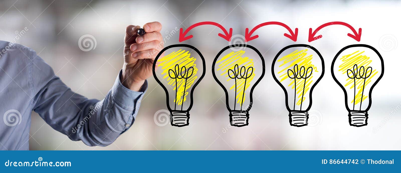 Brainstorming Concept Drawn by a Man Stock Photo - Image of creativity ...