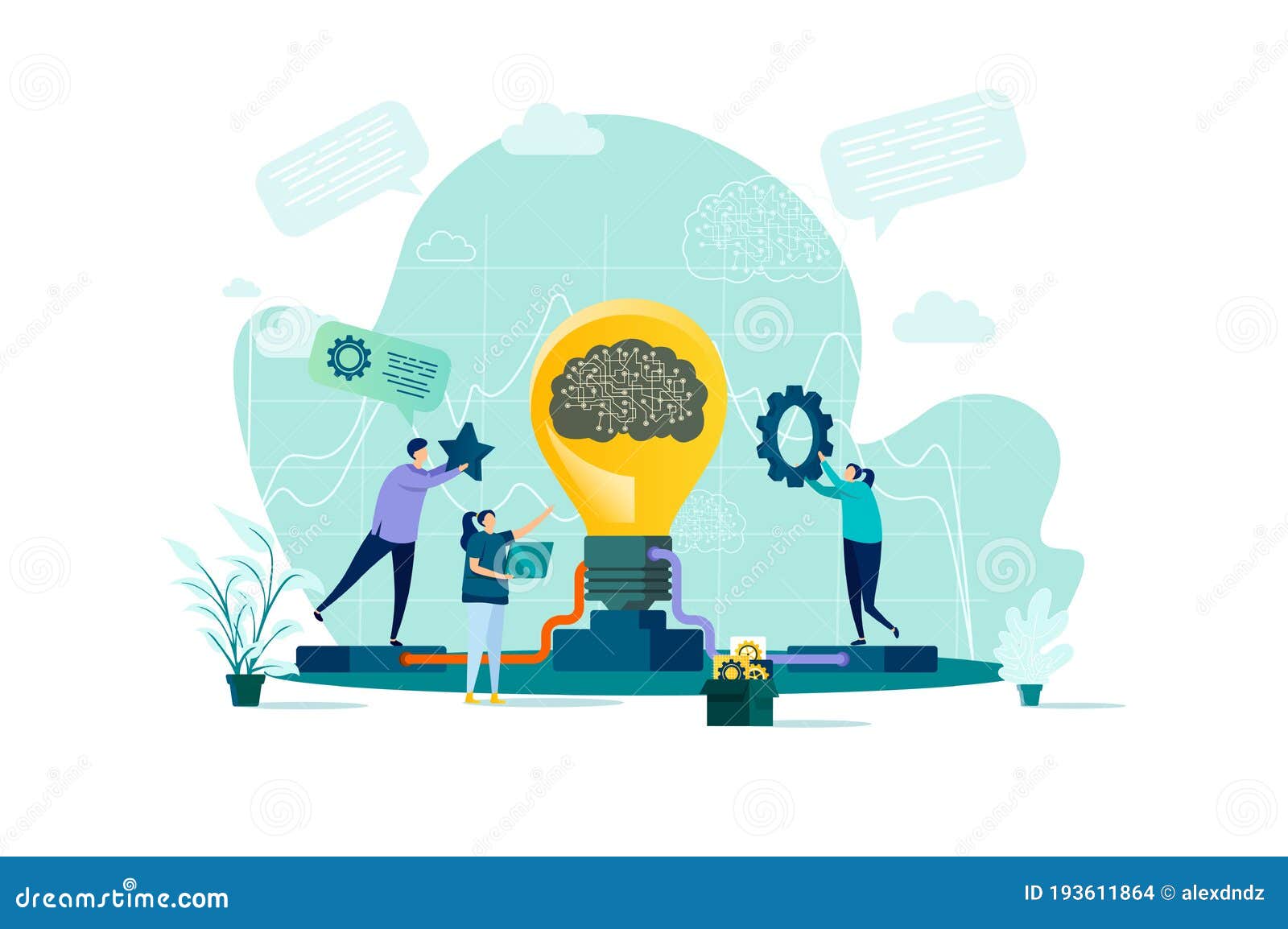 Brainstorming Concept in Flat Style. Stock Vector - Illustration of ...