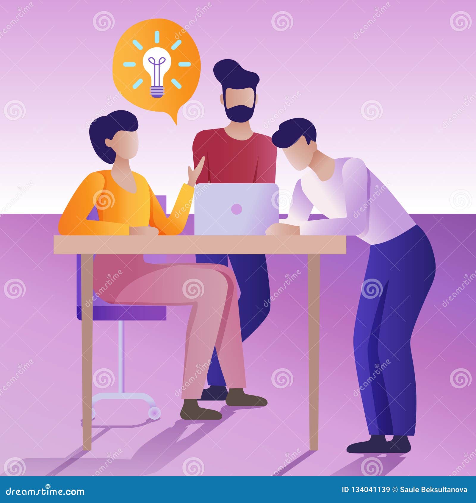 Brainstorming Concept. the Flat Vector Illustration. Group of People ...