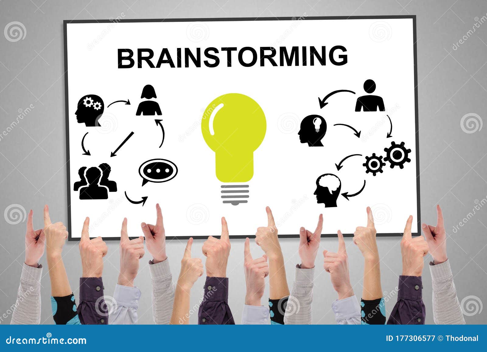 Brainstorming Concept on a Whiteboard Stock Illustration - Illustration ...