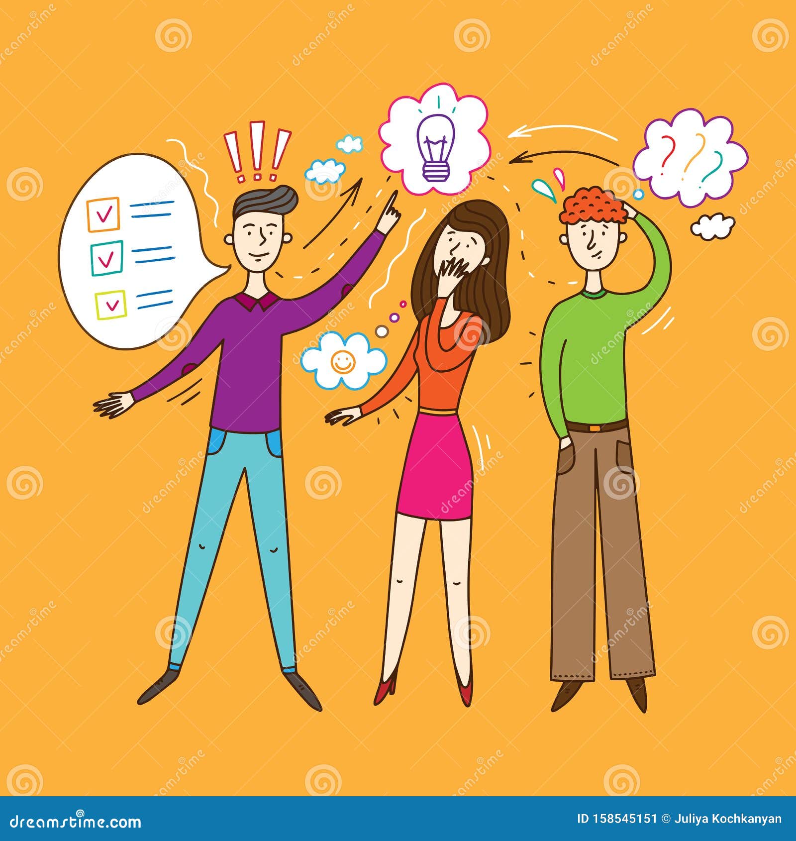Brainstorming in a Creative Group of People Stock Vector - Illustration ...