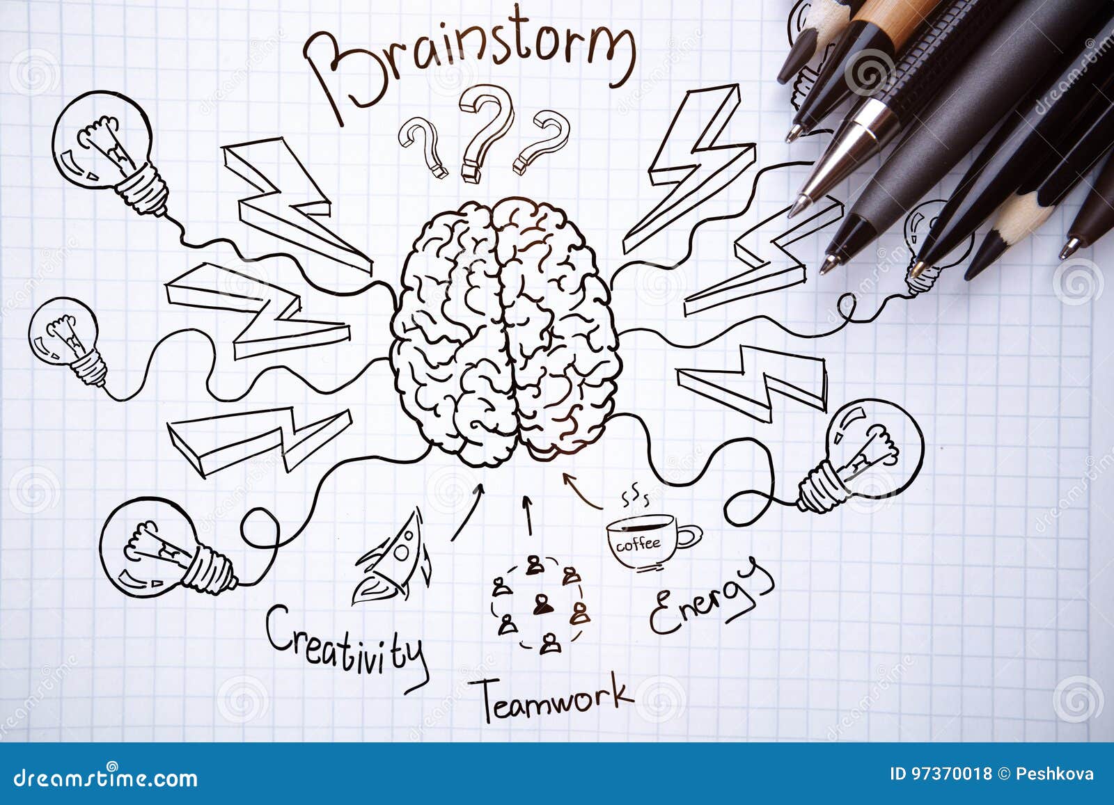 Brainstorming and Creativity Concept Stock Photo - Image of closeup ...