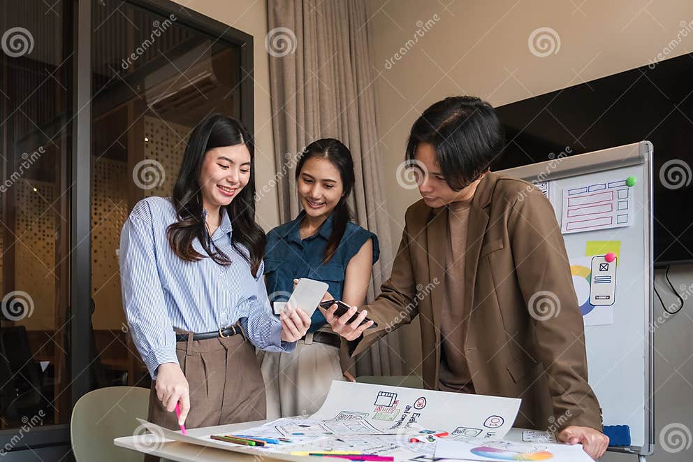 Brainstorming of a Developer Team, Planning for Group Problem Solving Ideas, Creative Teamwork ...