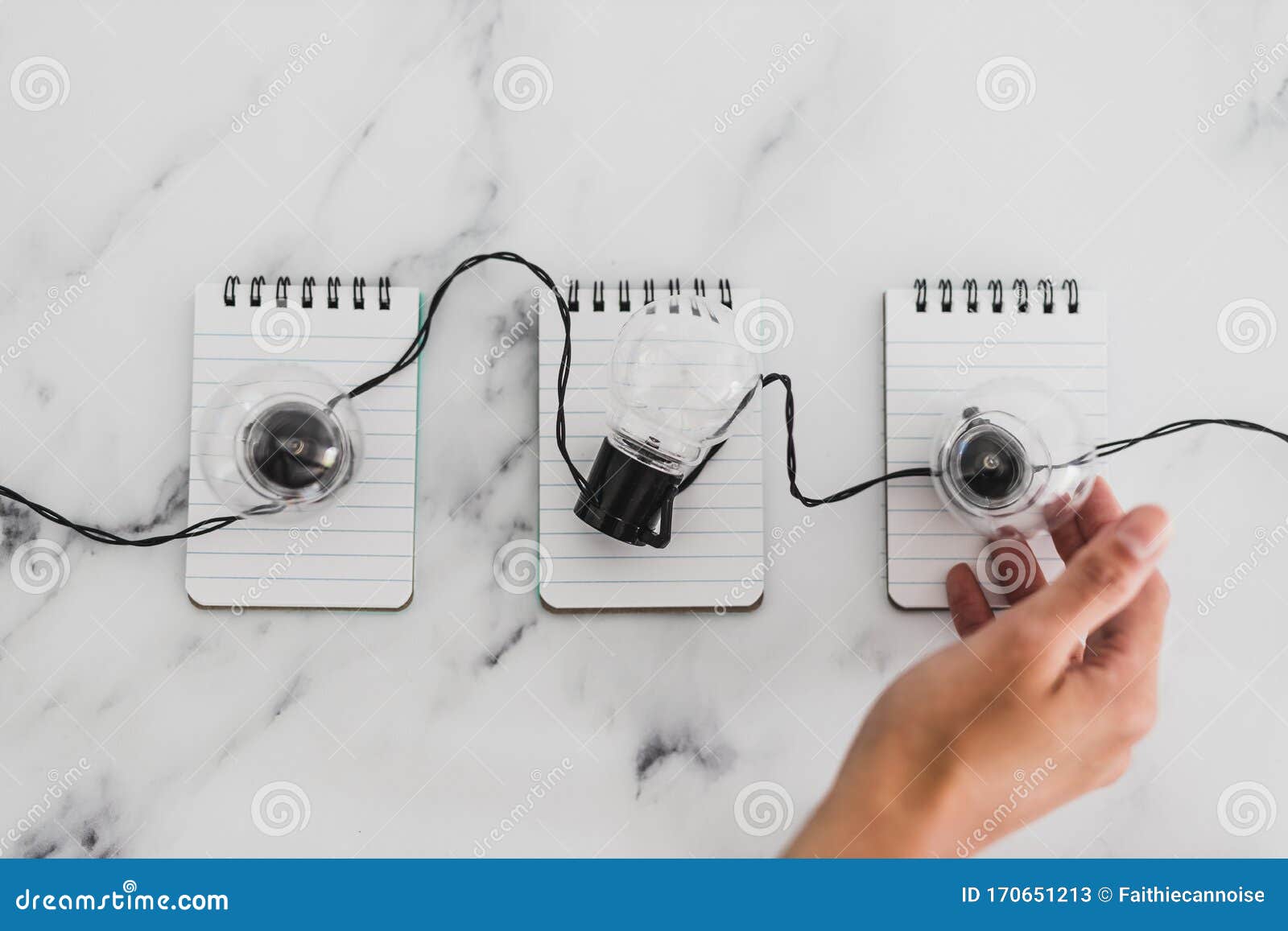 Brainstorming and Finding Innovative Ideas, Group of Notepads with ...