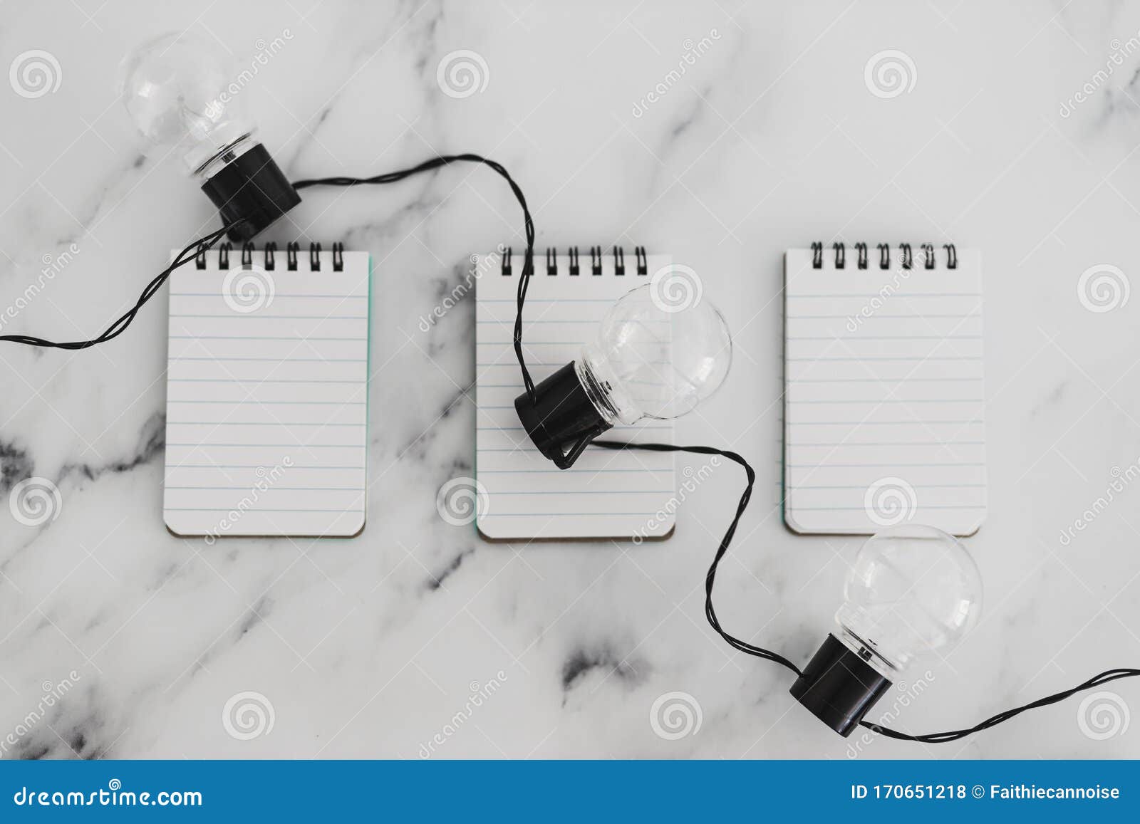 Brainstorming and Finding Innovative Ideas, Group of Notepads with ...