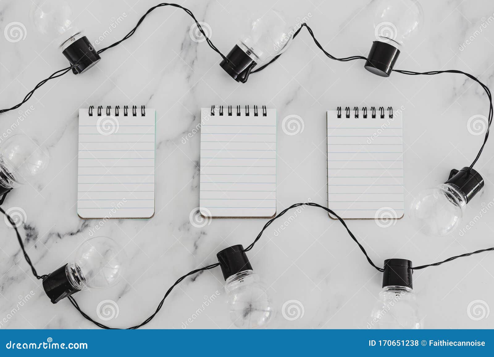 Brainstorming and Finding Innovative Ideas, Group of Notepads with ...