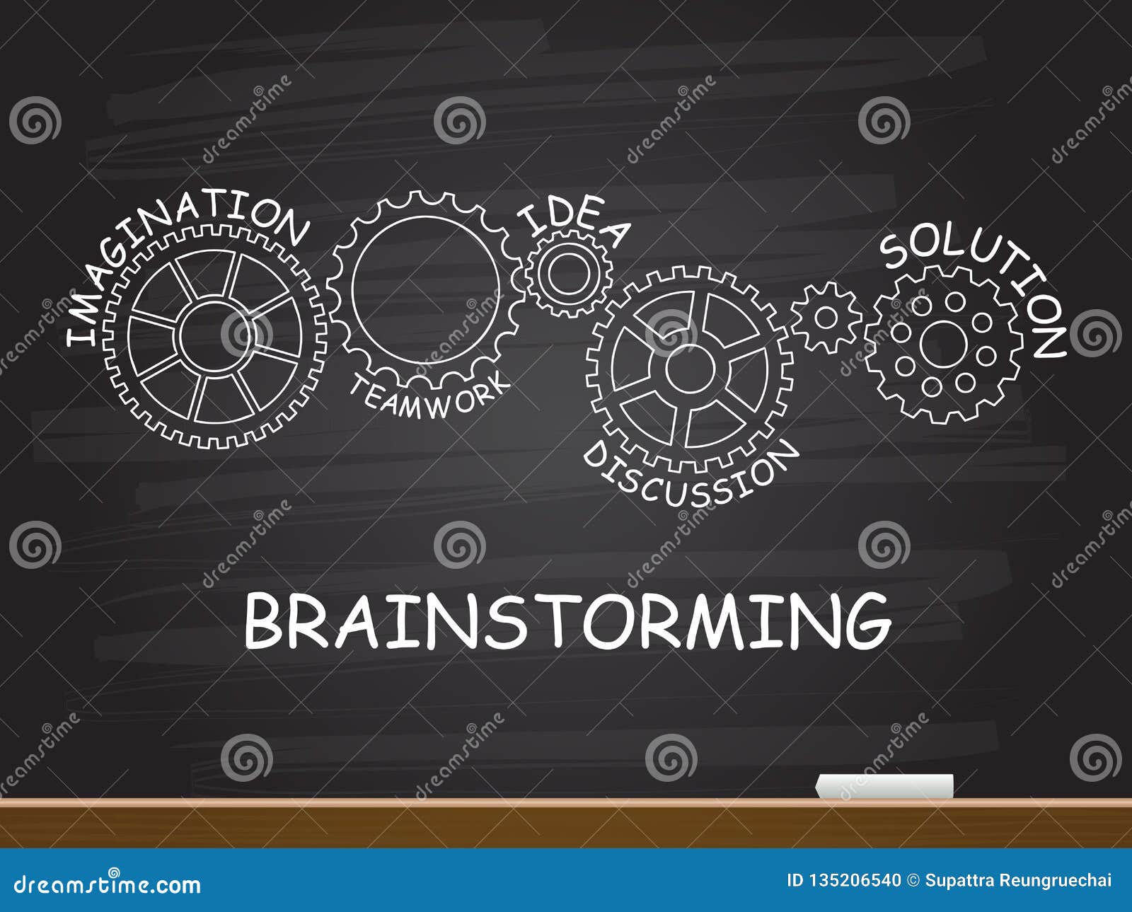 Brainstorming with Gear Concept on Chalkboard. Vector Illustration ...