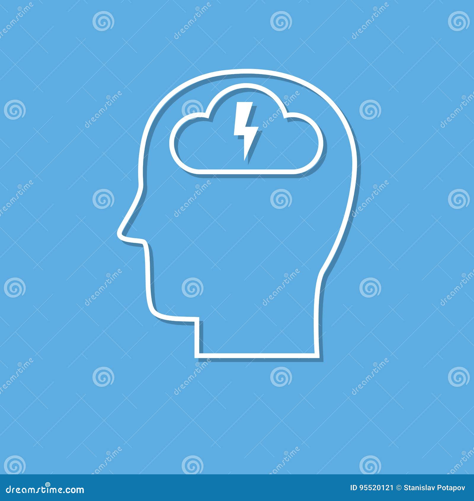 Brainstorming Head Icon, Cut from White Paper Stock Vector ...