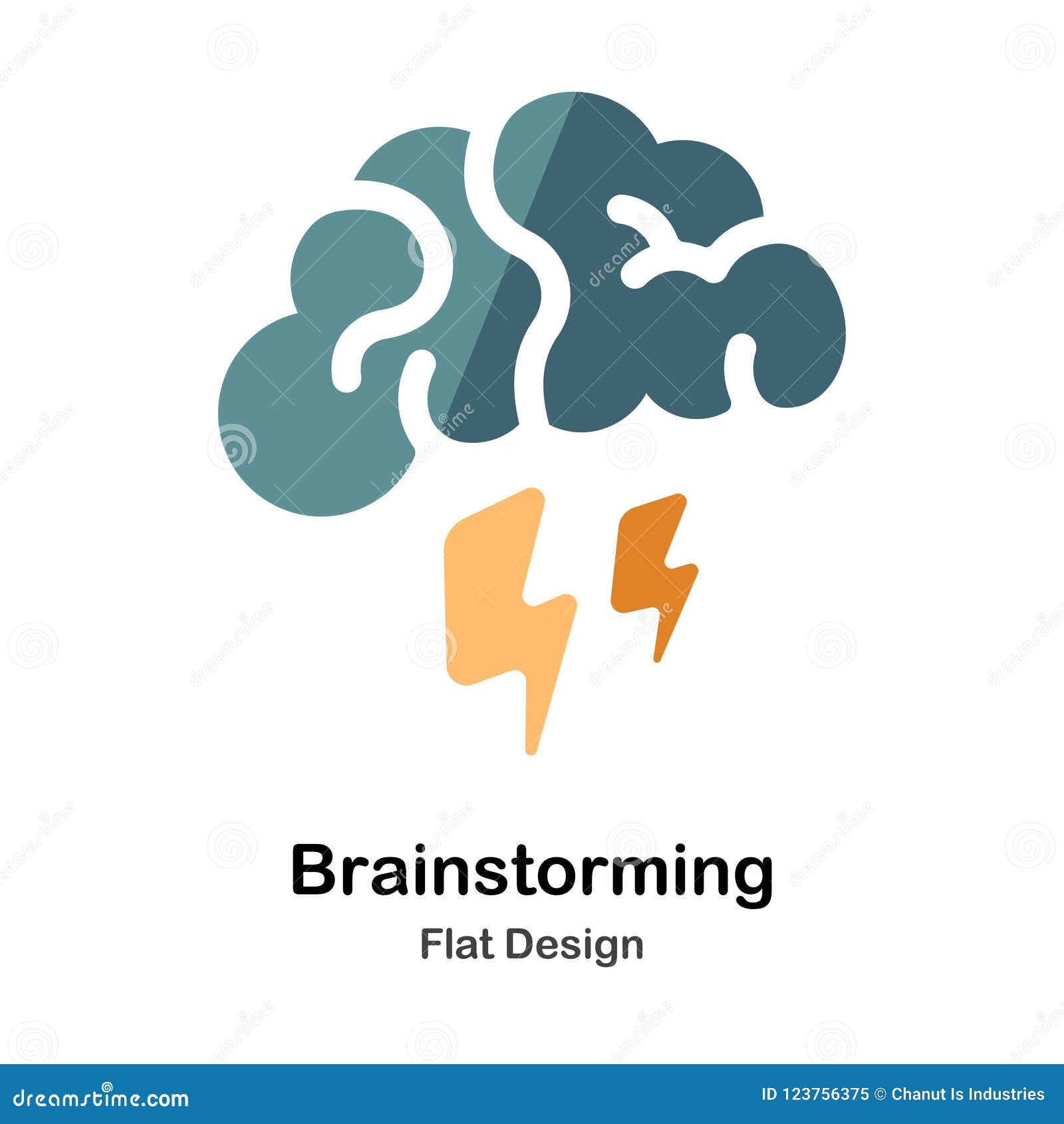 Brainstorming Flat Icon stock vector. Illustration of success - 123756375