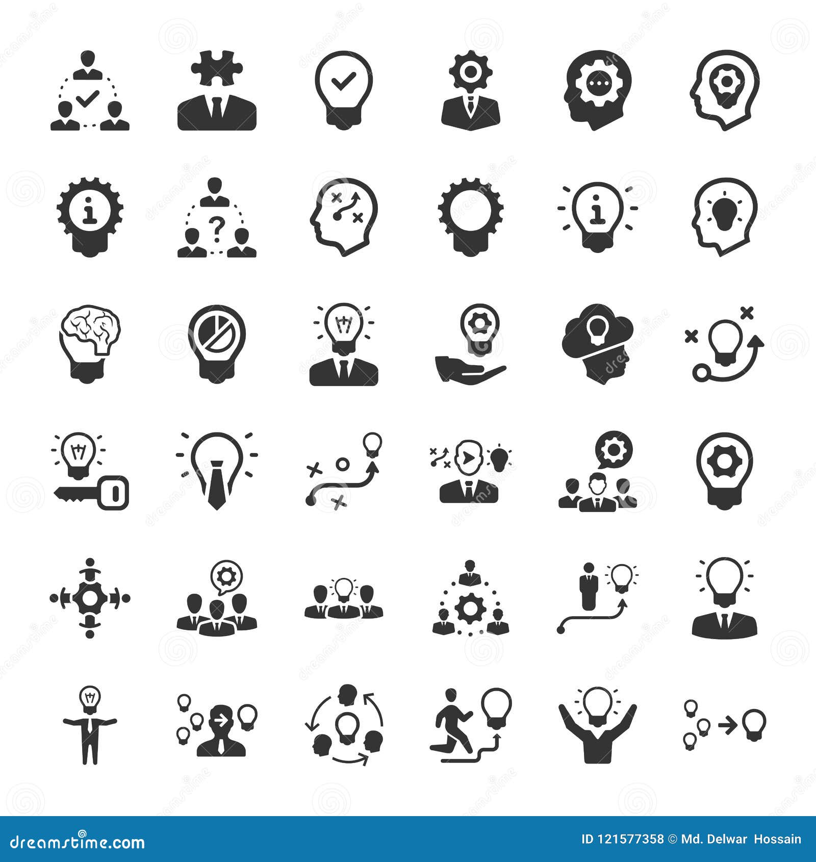 Brainstorming and Idea Development Icons - Gray Version Stock Vector ...