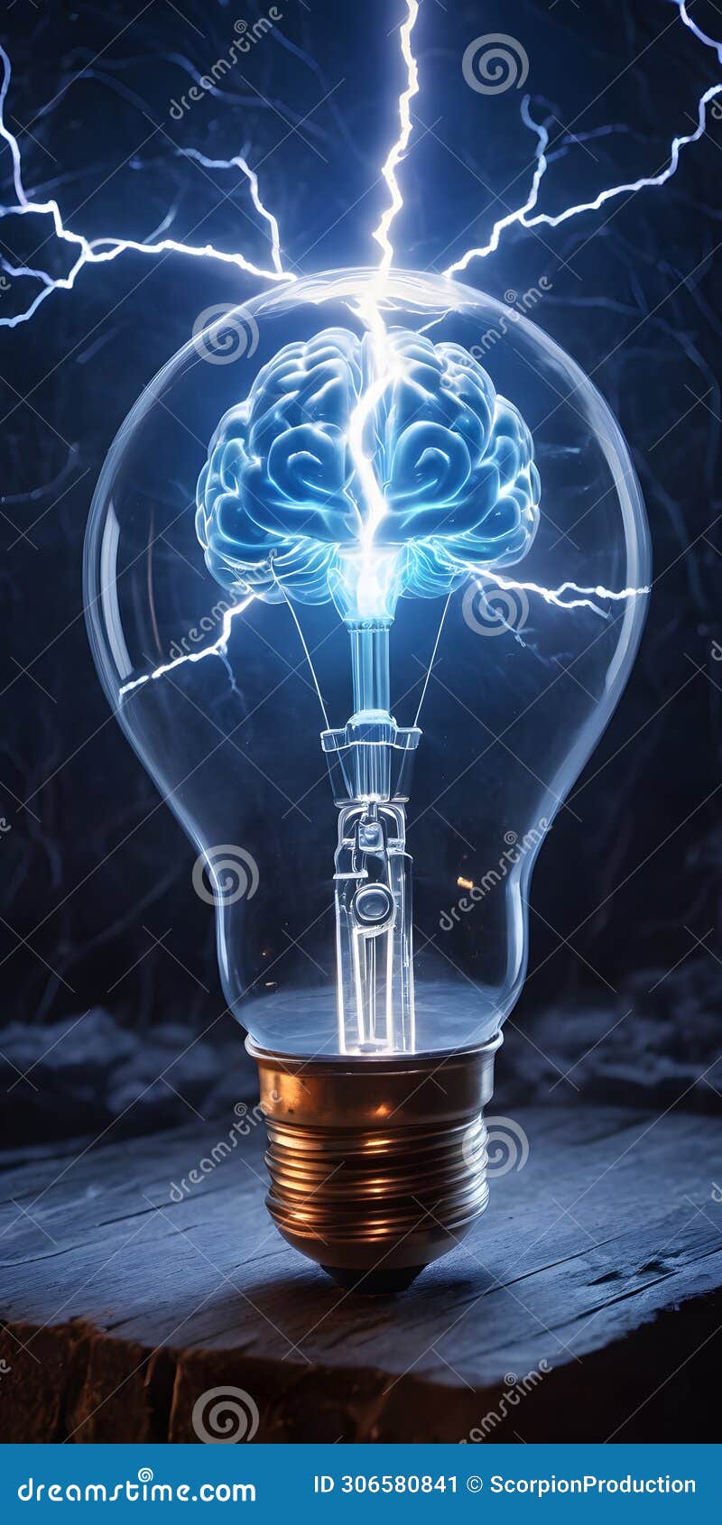 Brainstorming Ideas Illuminated in a Light Bulb AI Generated Stock ...