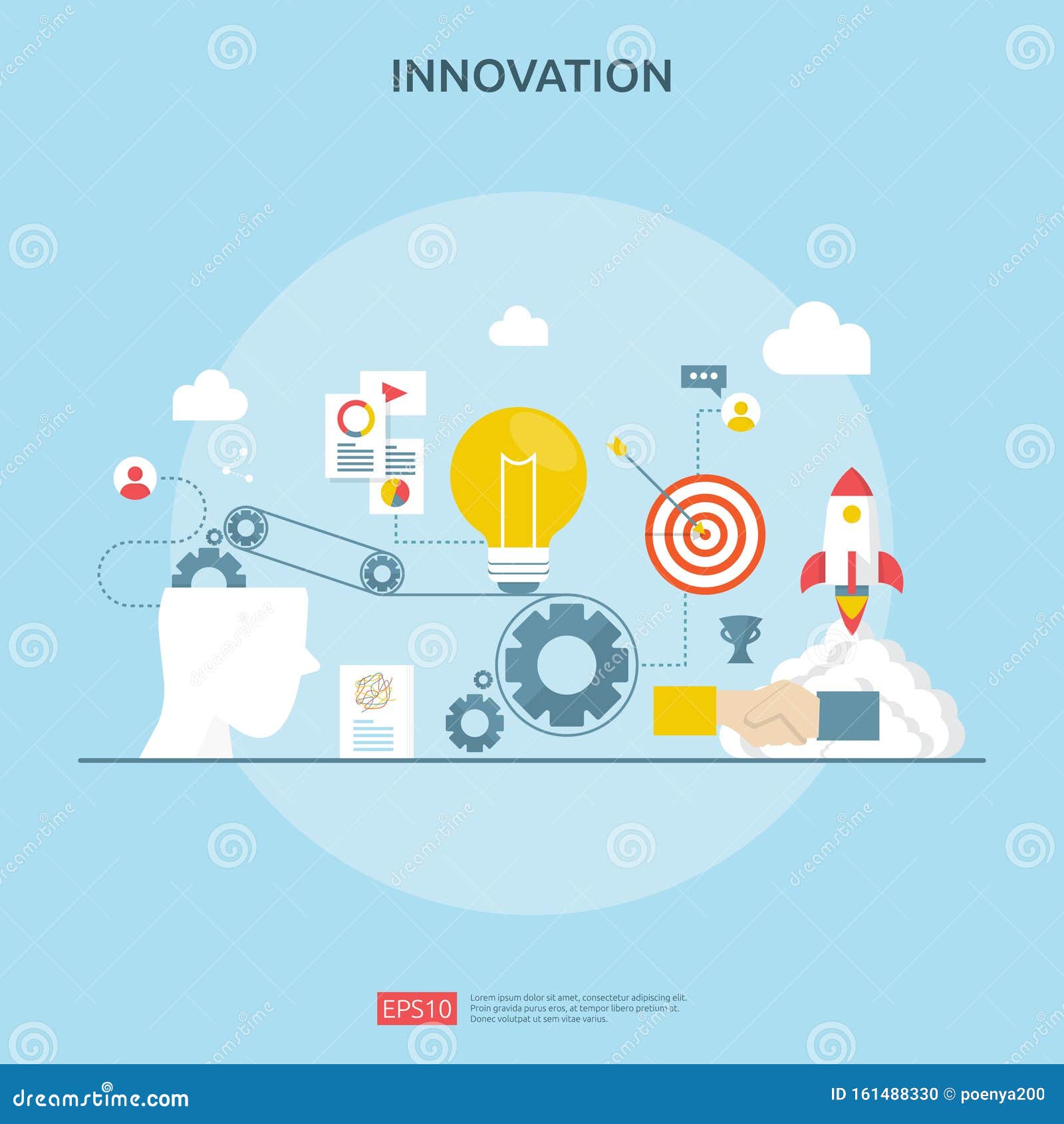 Brainstorming Innovation Idea Process and Creative Thinking Concept ...