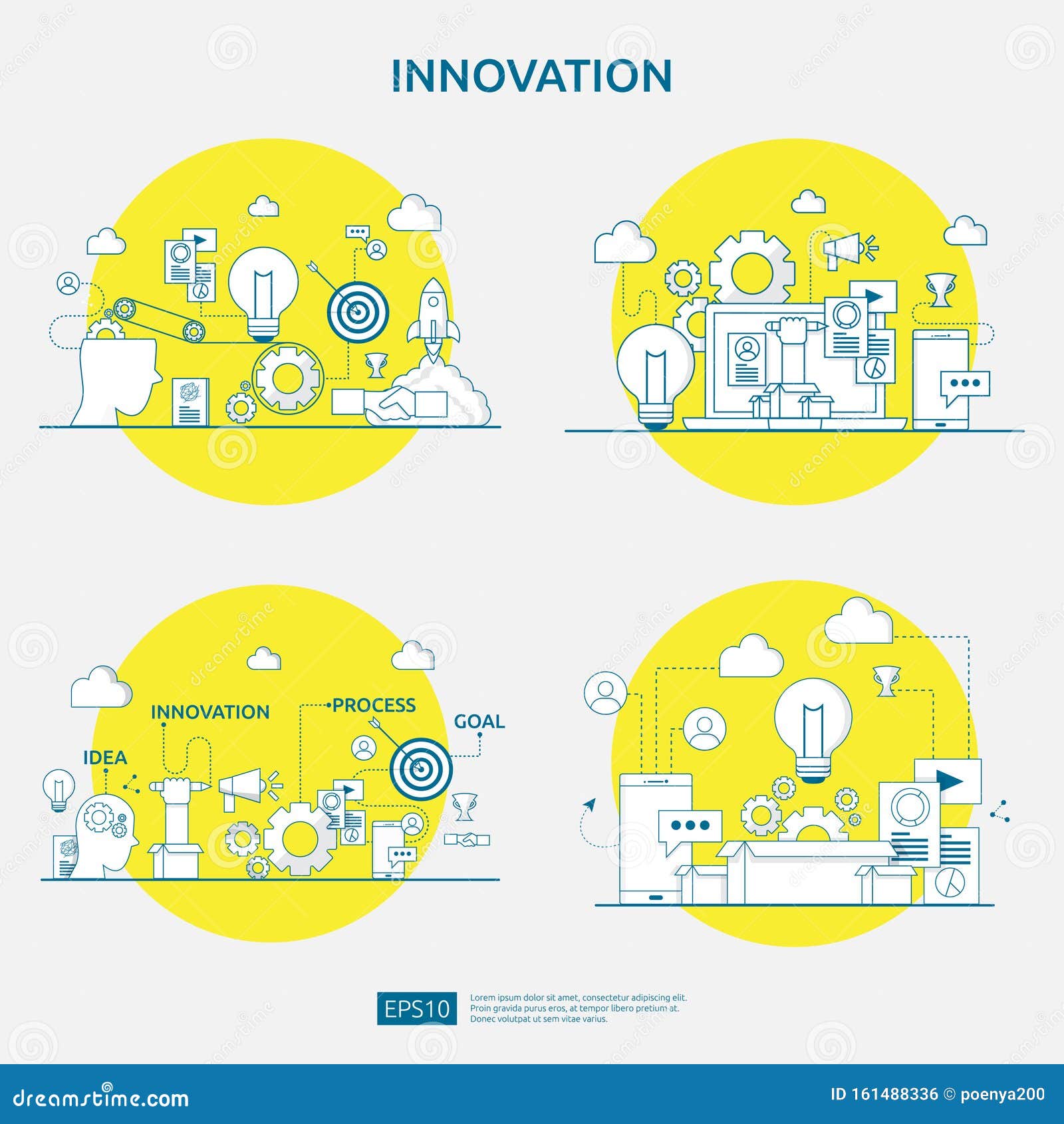 Brainstorming Innovation Idea Process and Creative Thinking Concept ...