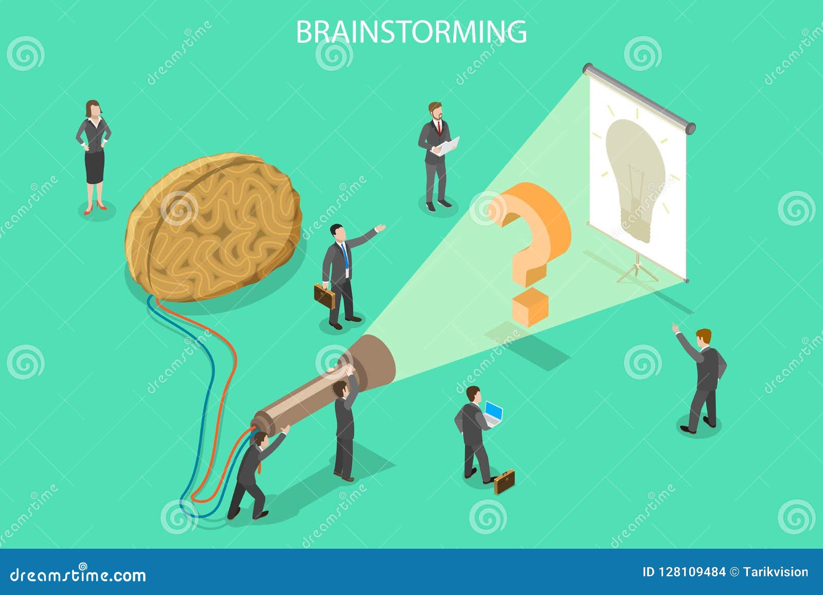 Brainstorming, Innovation and Solution Isometric Flat Vector Concept ...