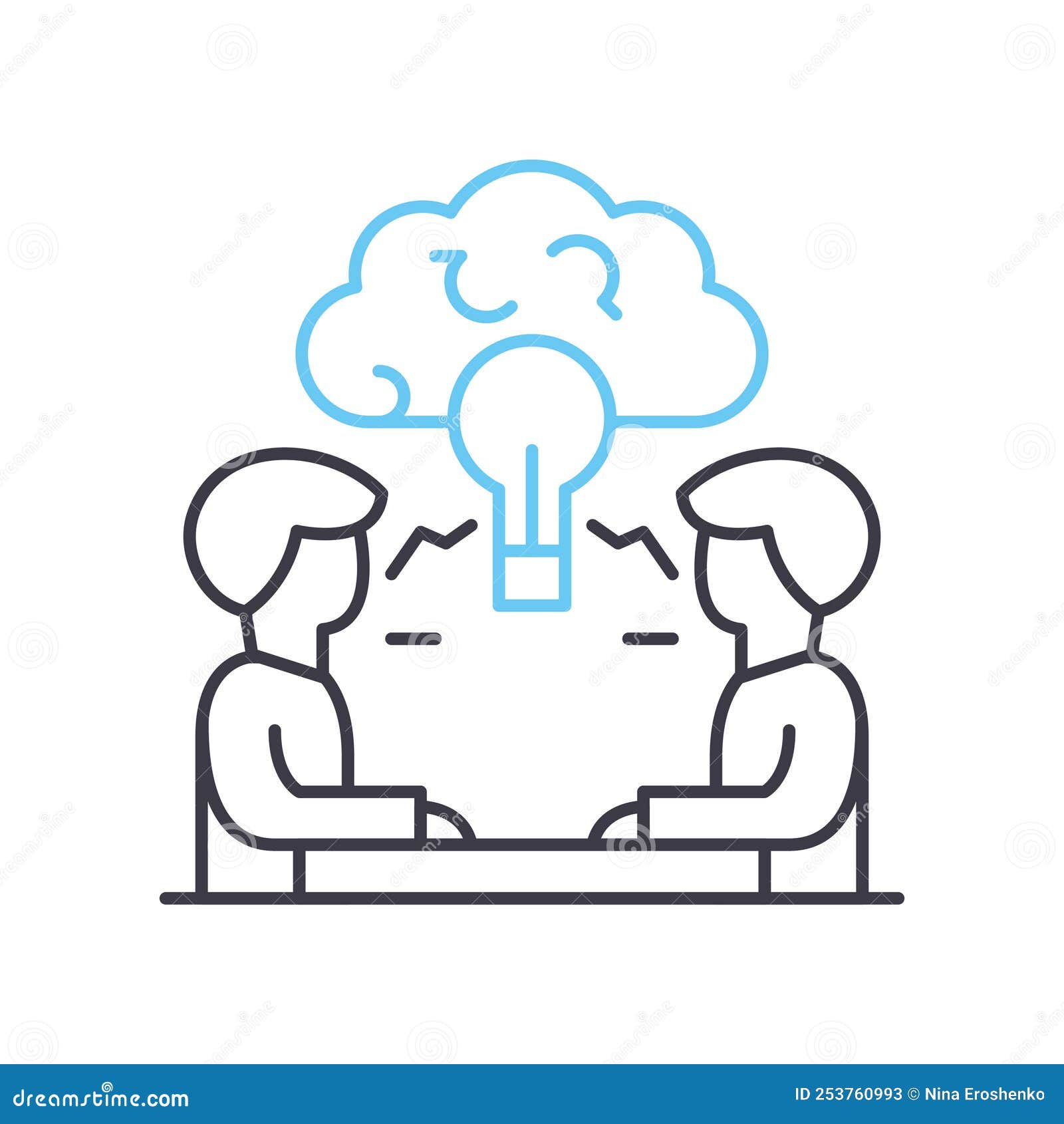 Brainstorming Line Icon, Outline Symbol, Vector Illustration, Concept ...