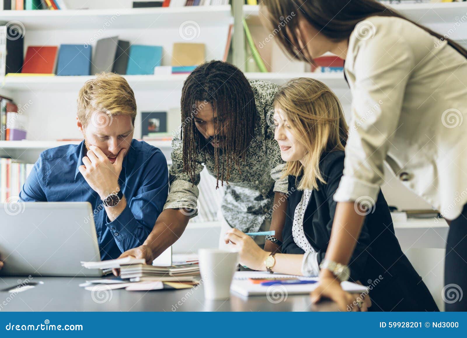 Brainstorming at an Office Desk Stock Image - Image of businesswoman ...