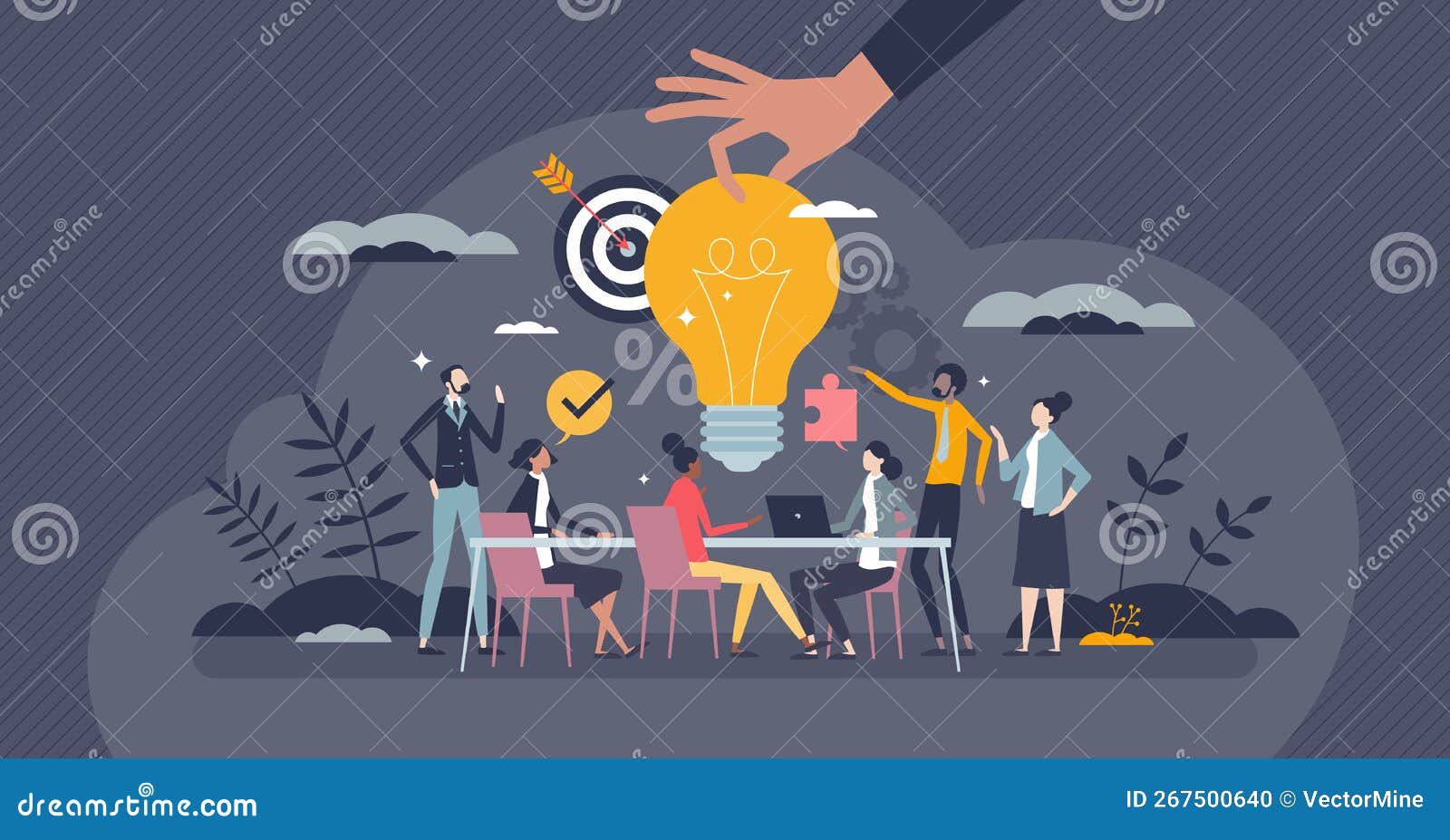 Brainstorming Office Team and New Idea Generating Tiny Person Concept Stock Vector ...