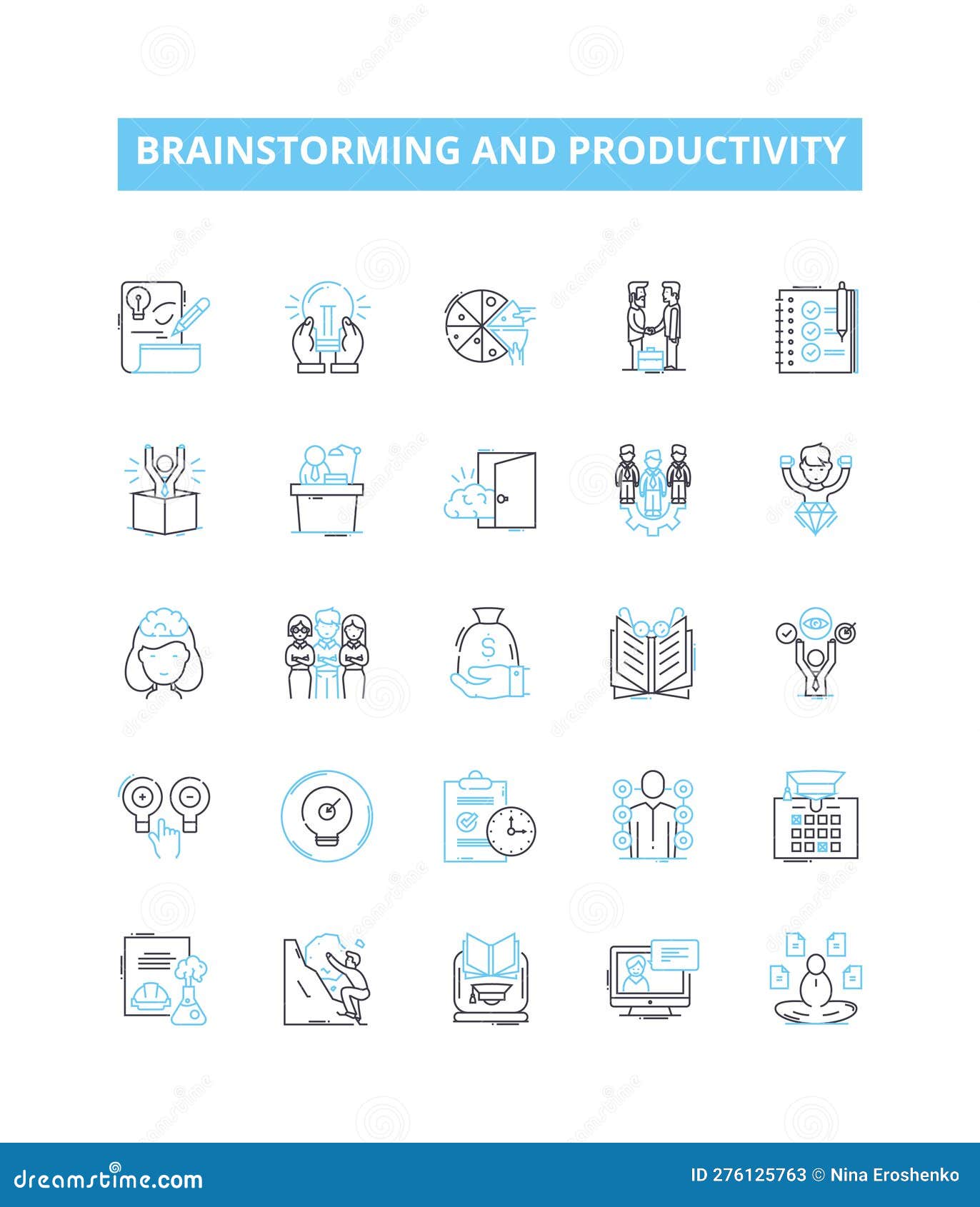 Brainstorming And Productivity Vector Line Icons Set. Brainstorming ... Brainstorming And Productivity Vector Line Icons Set. Brainstorming ...