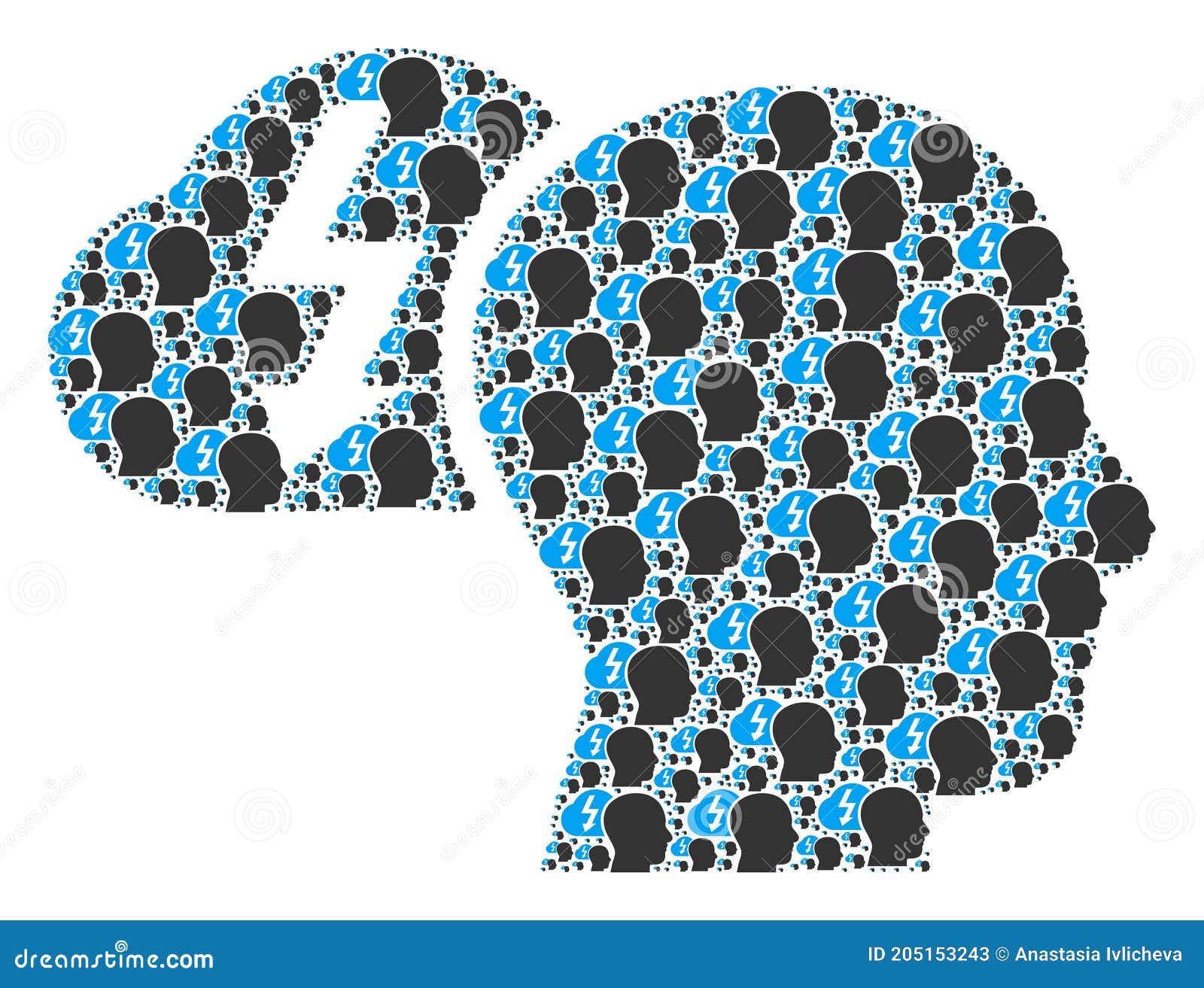 Brainstorming Recursion Mosaic Of Itself Icons Stock Vector Illustration Of Migraine Logic