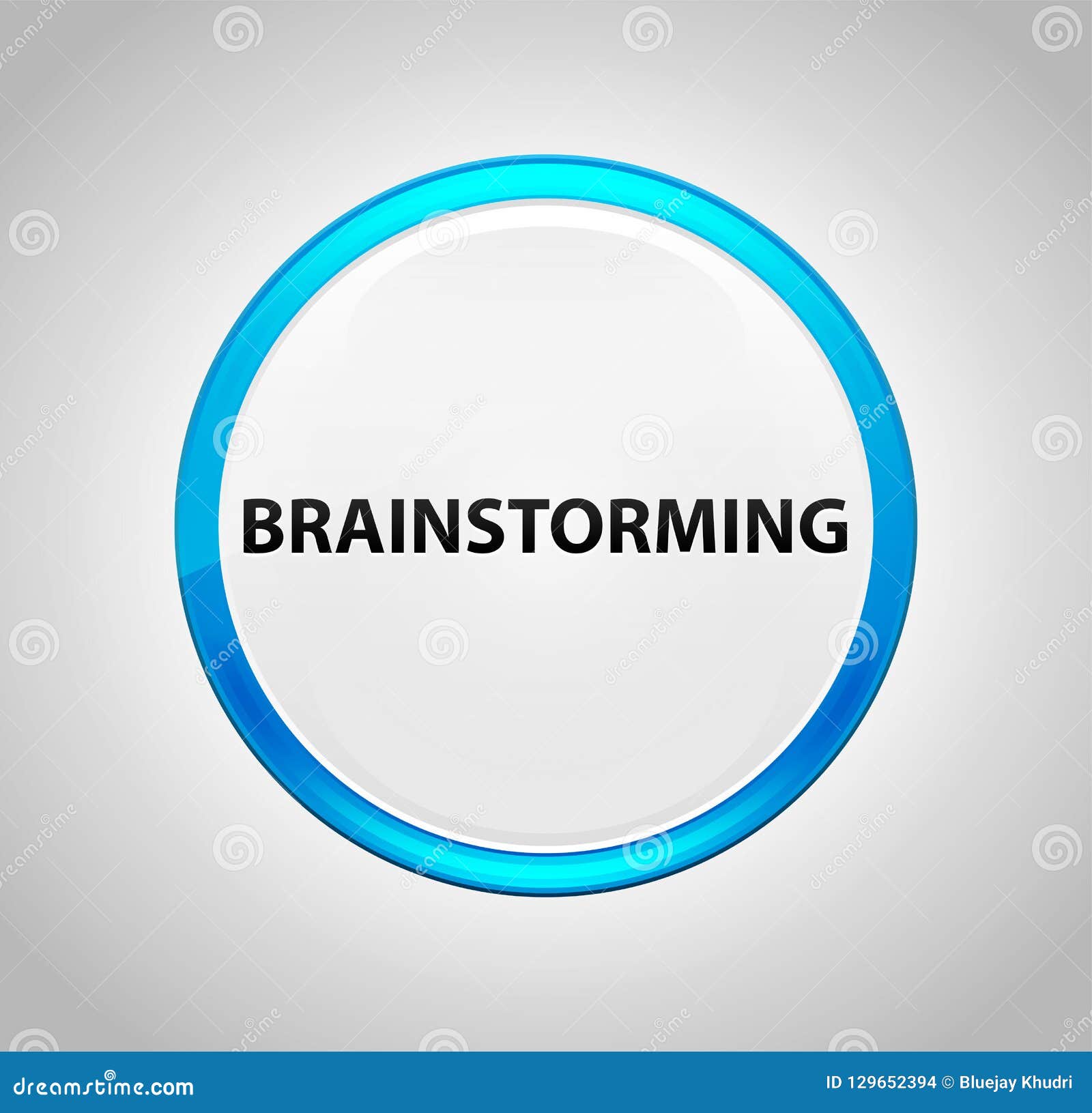 Brainstorming Round Blue Push Button Stock Illustration - Illustration ...