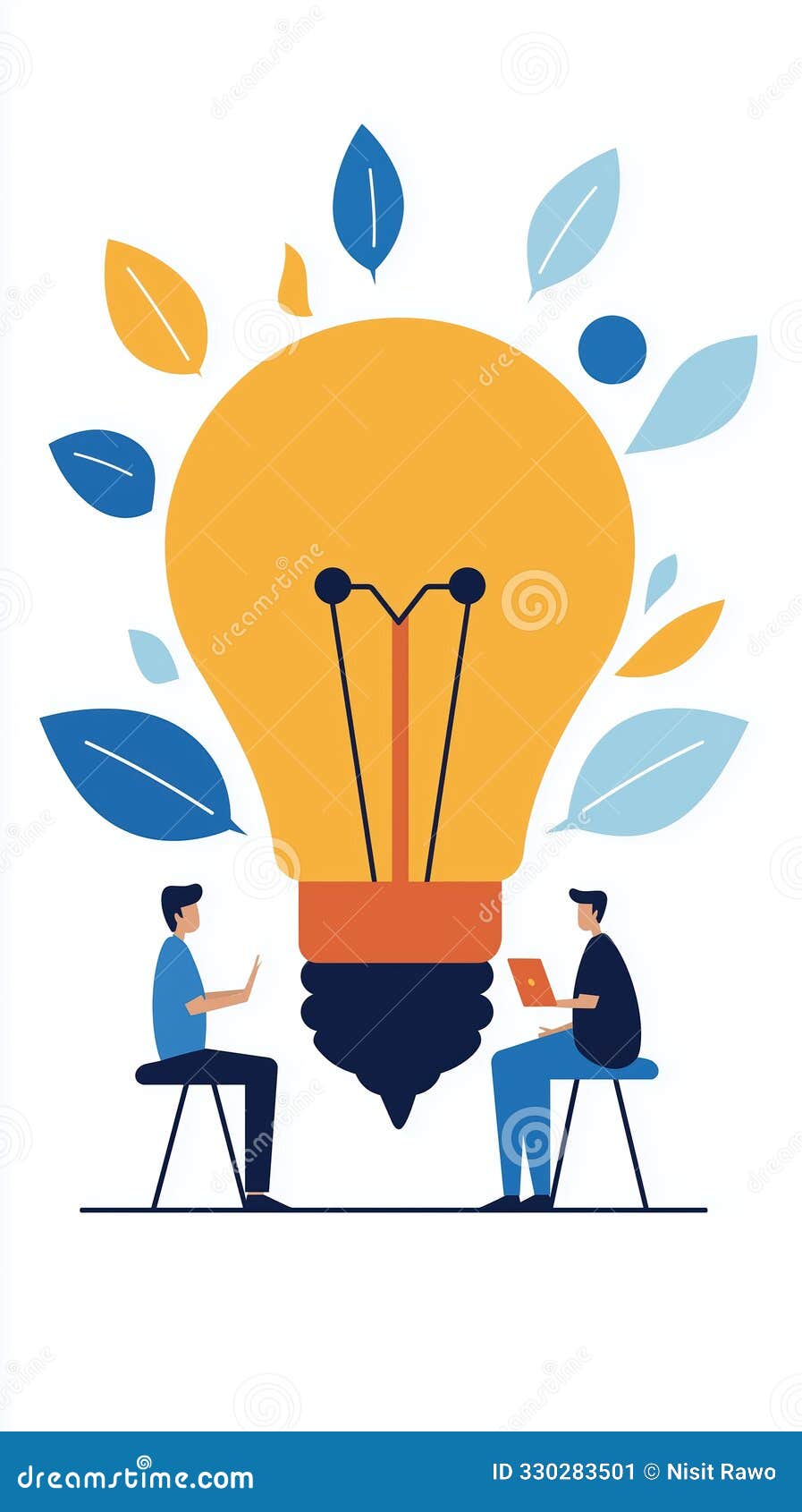 Brainstorming Session, Diverse Ideas Emerging, Flat Design Illustration ...