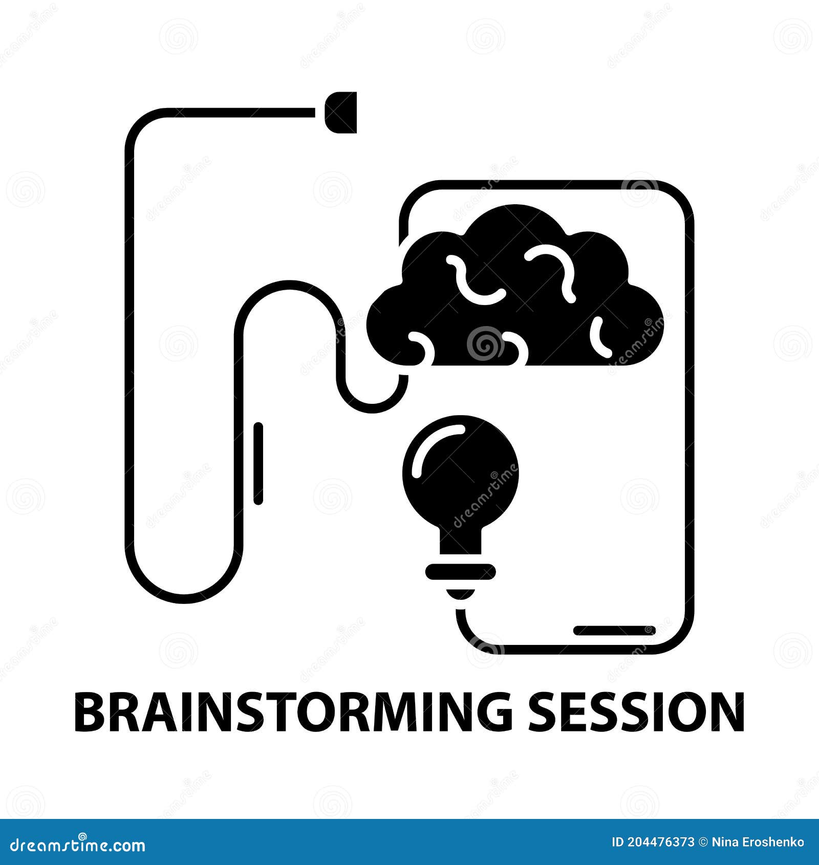 Brainstorming Session Icon, Black Vector Sign with Editable Strokes ...