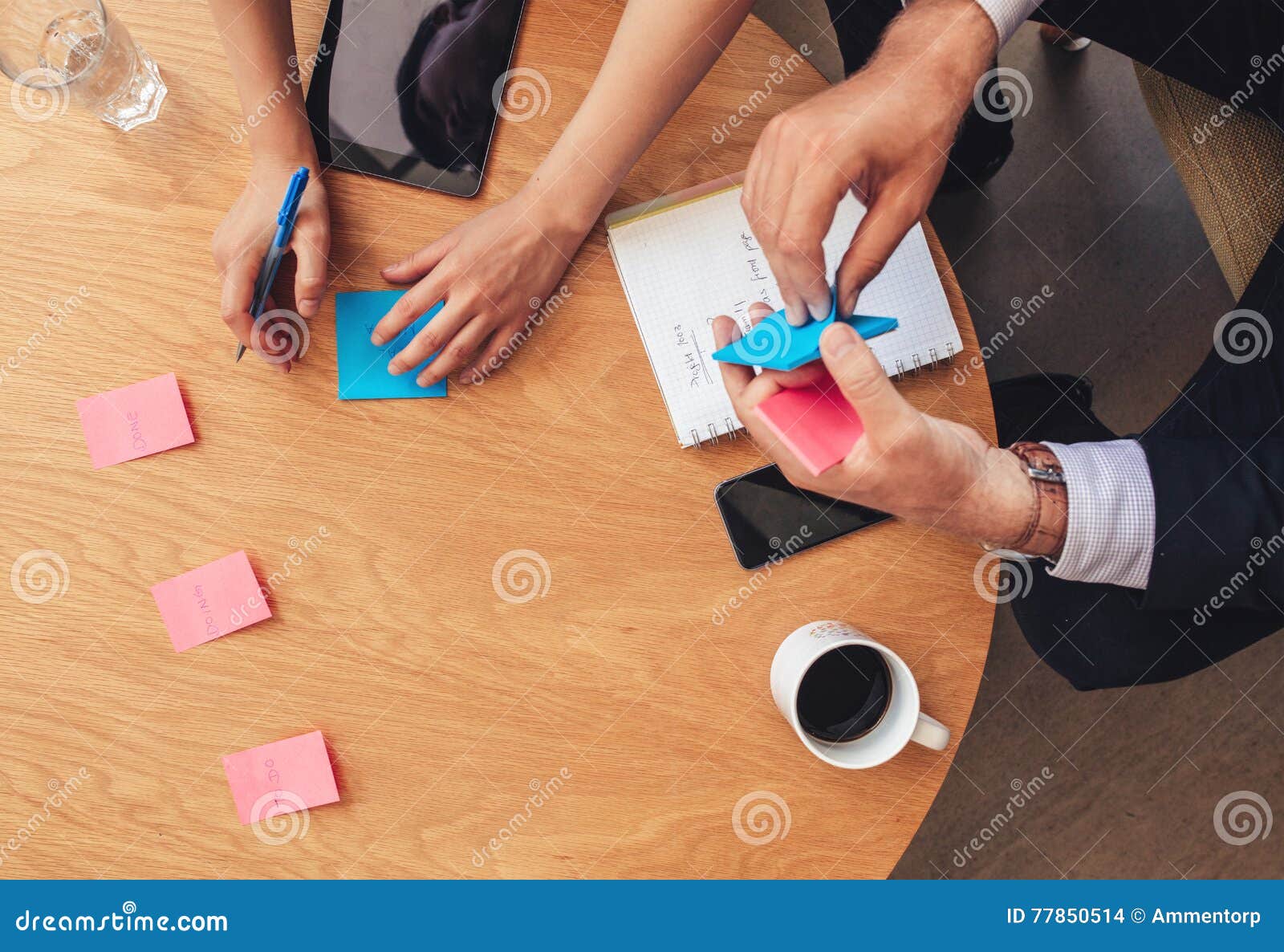 Brainstorming Session with Post it Notes on Table Stock Photo - Image ...