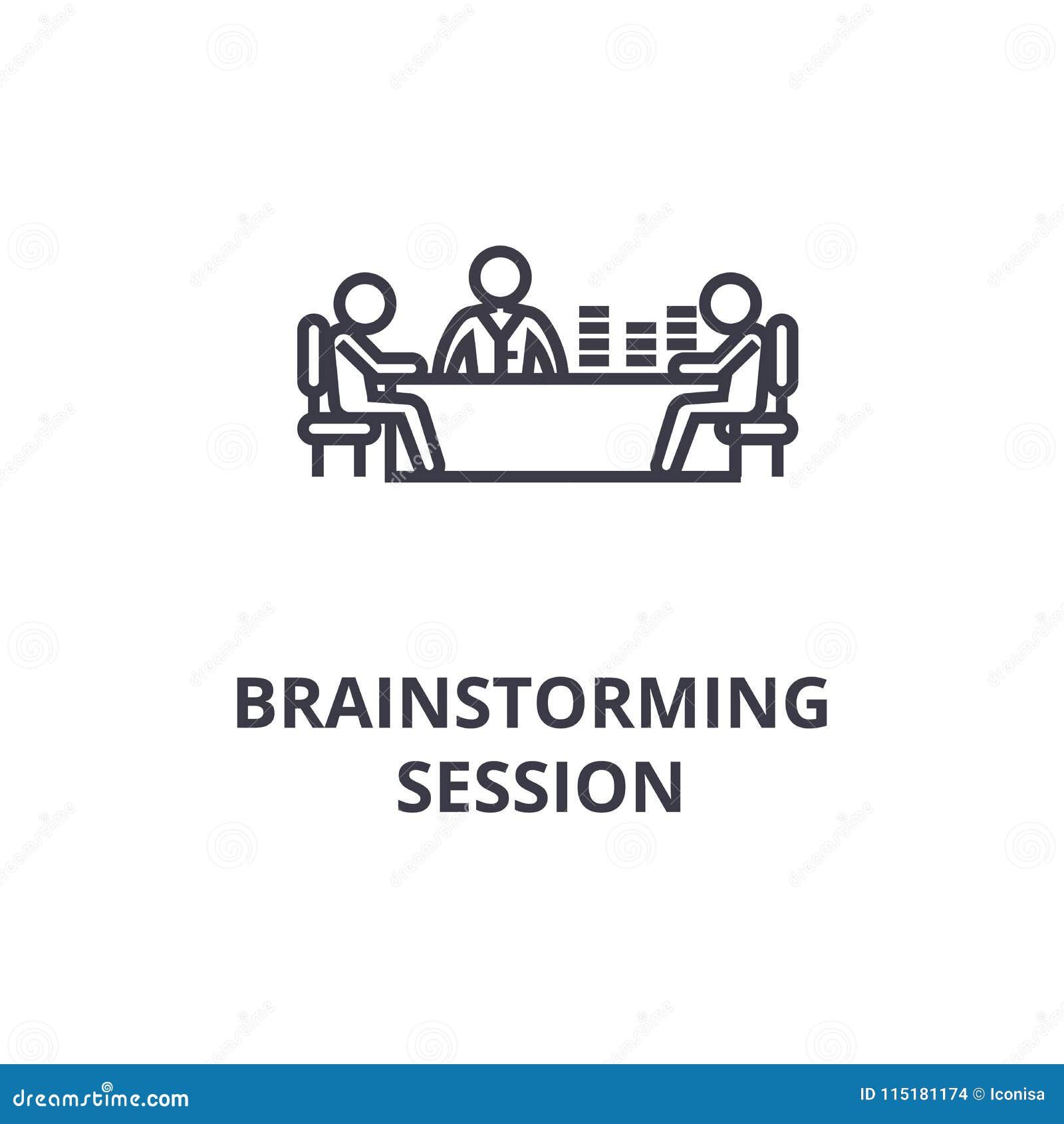 Brainstorming Session Thin Line Icon, Sign, Symbol, Illustation, Linear ...