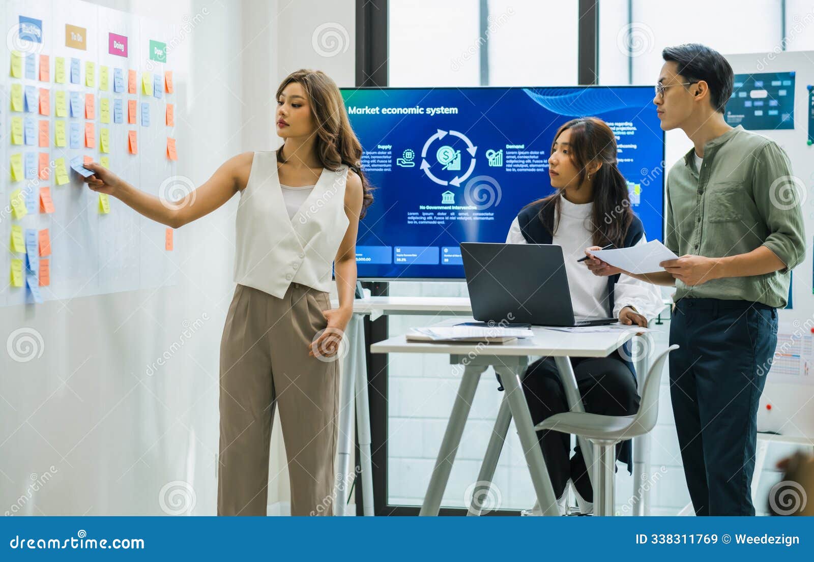 Brainstorming Session, Using Sticky Notes on a Task Board (kanban) To ...