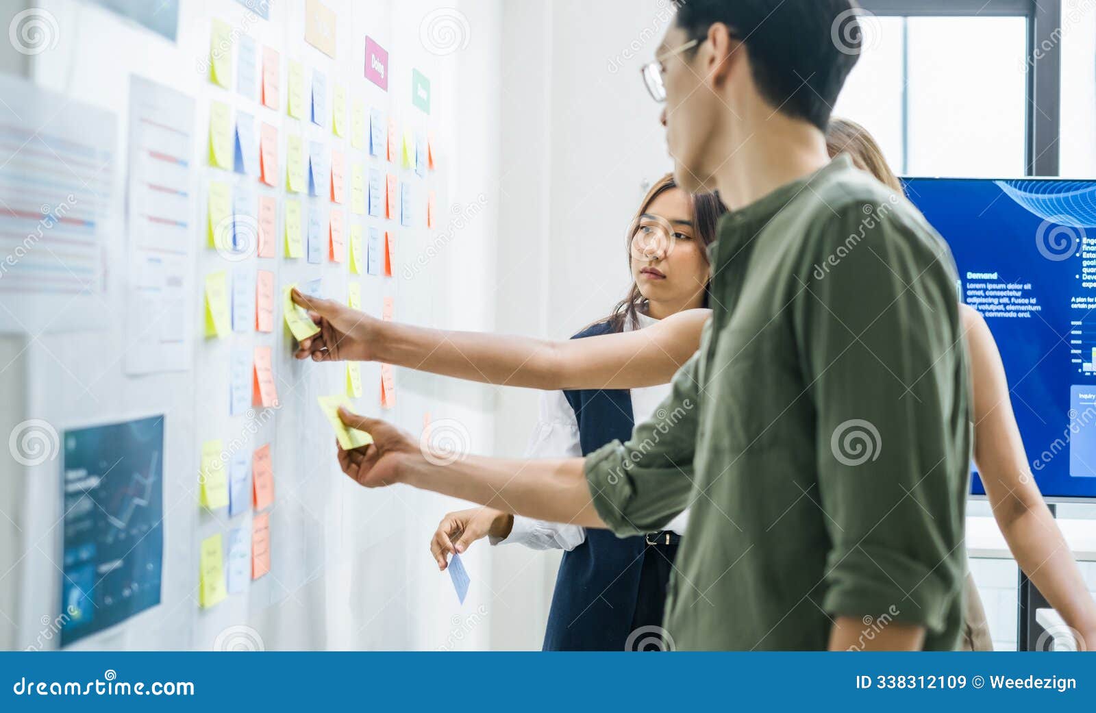 Brainstorming Session, Using Sticky Notes On A Task Board (kanban) To ...