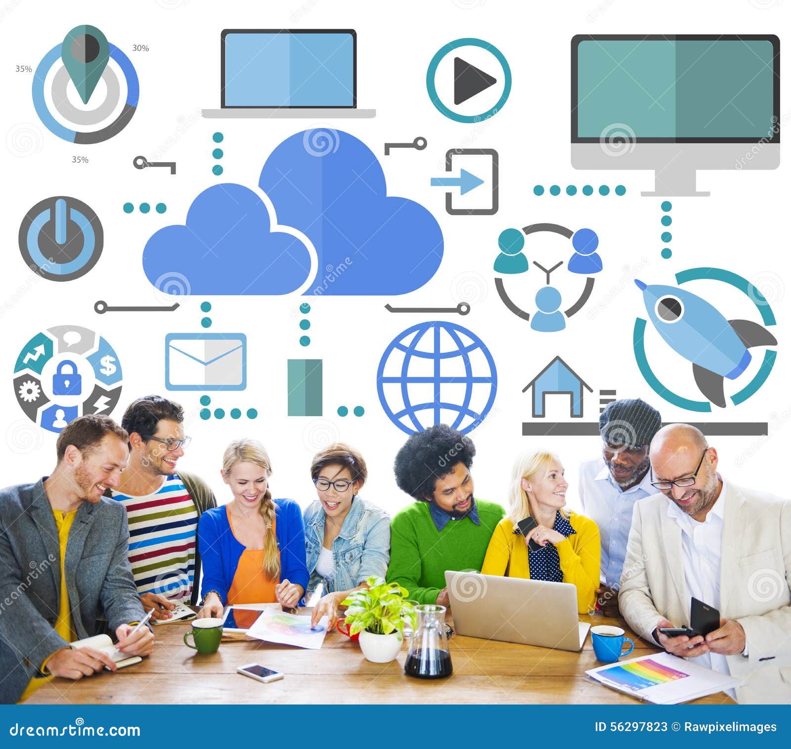 Brainstorming Sharing Online Global Communication Cloud Concept Stock ...