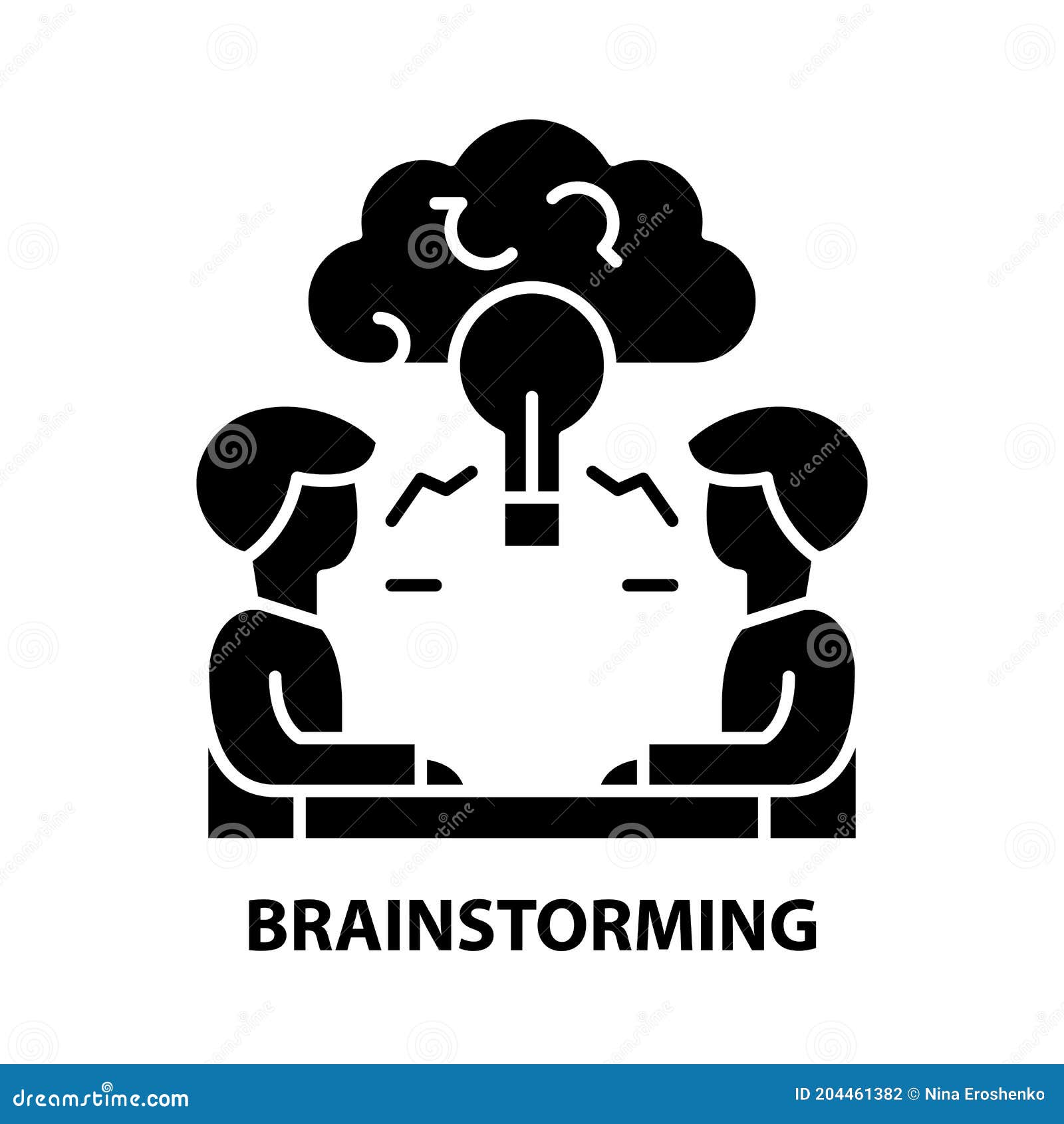 Brainstorming Symbol Icon, Black Vector Sign with Editable Strokes ...