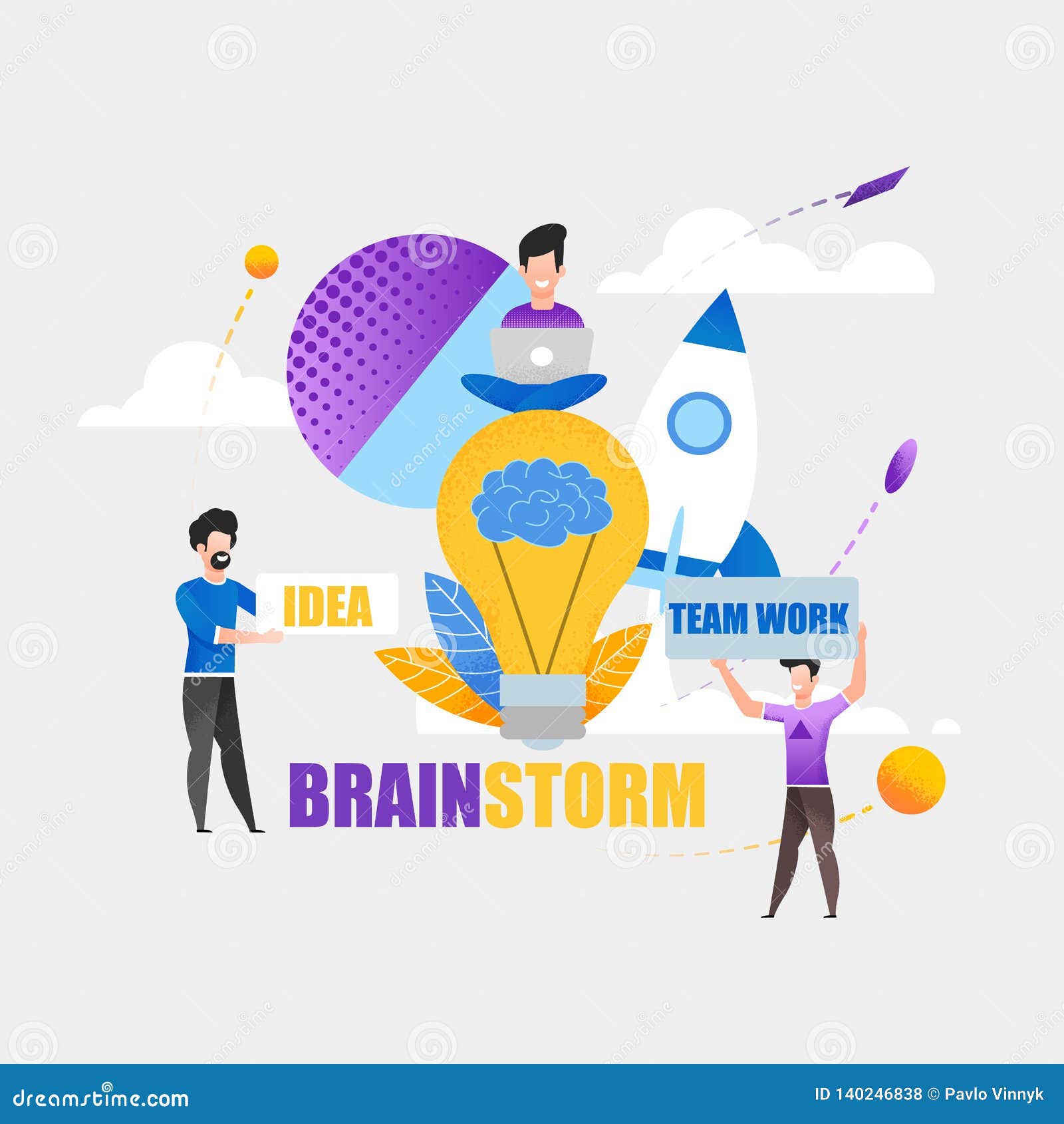 Brainstorming Team Work Idea on Many Hard Projects Stock Illustration ...