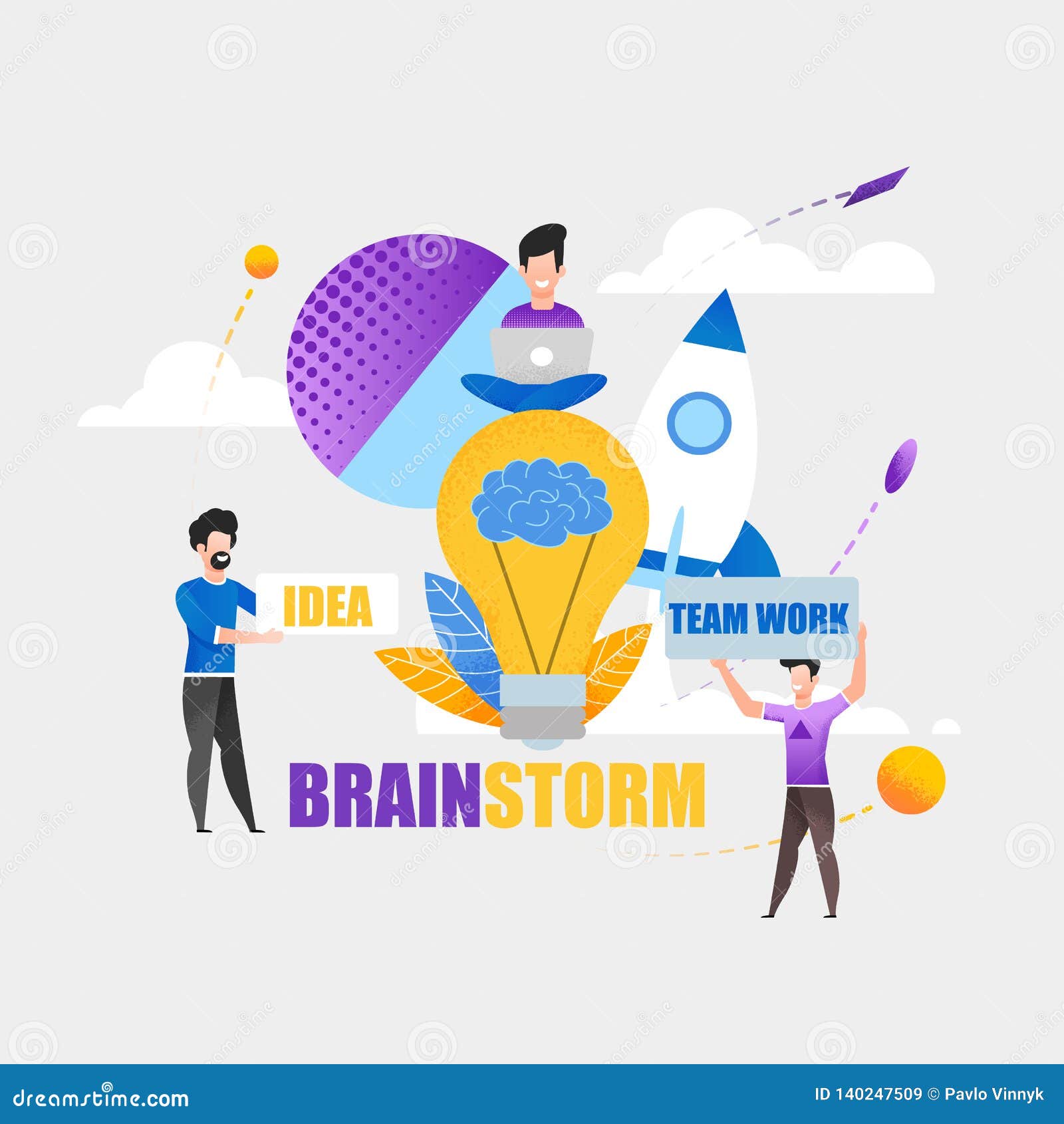Brainstorming Team Work Idea on Many Hard Projects Stock Vector ...