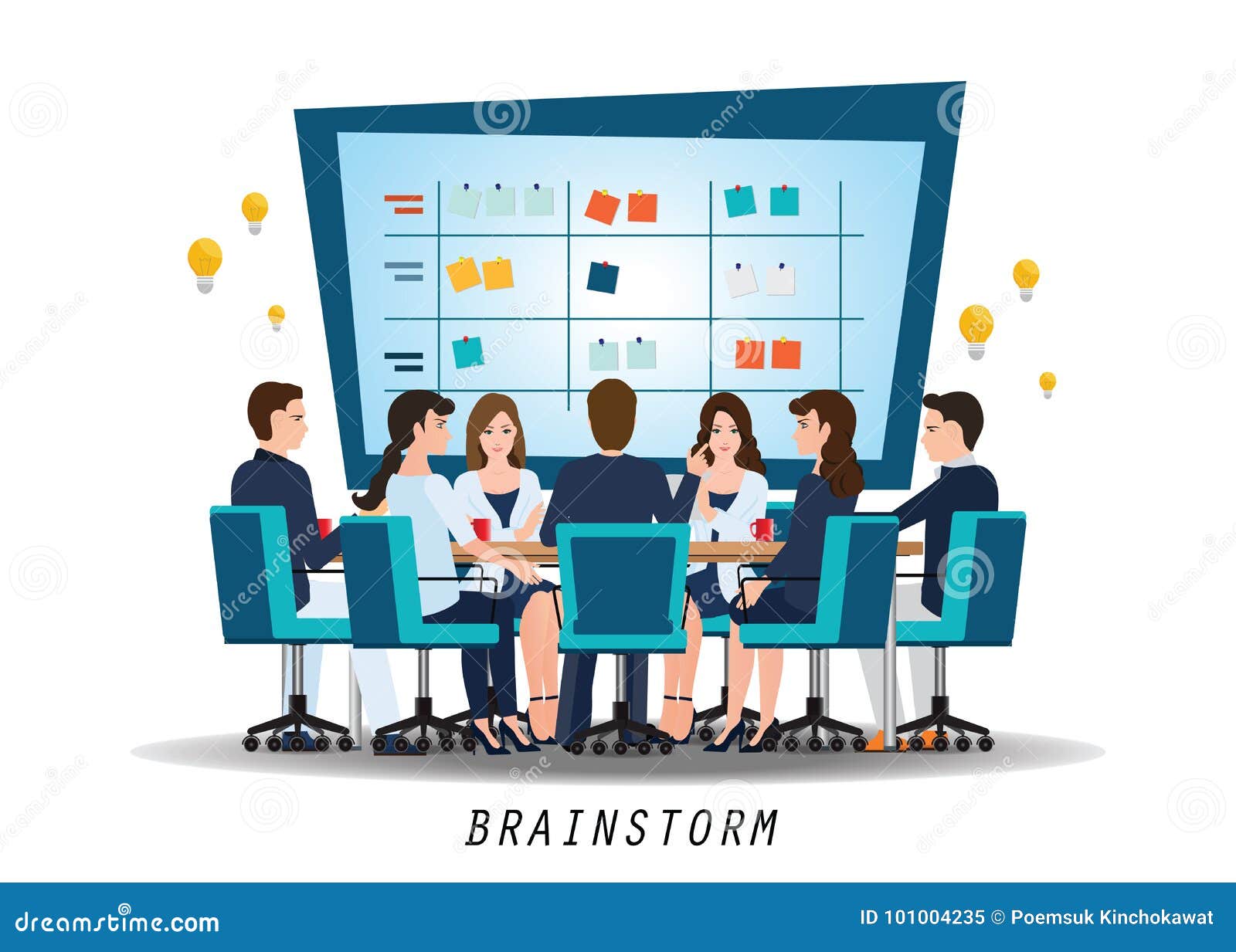 Brainstorming Teamwork with Business People Discussion,conceptual ...