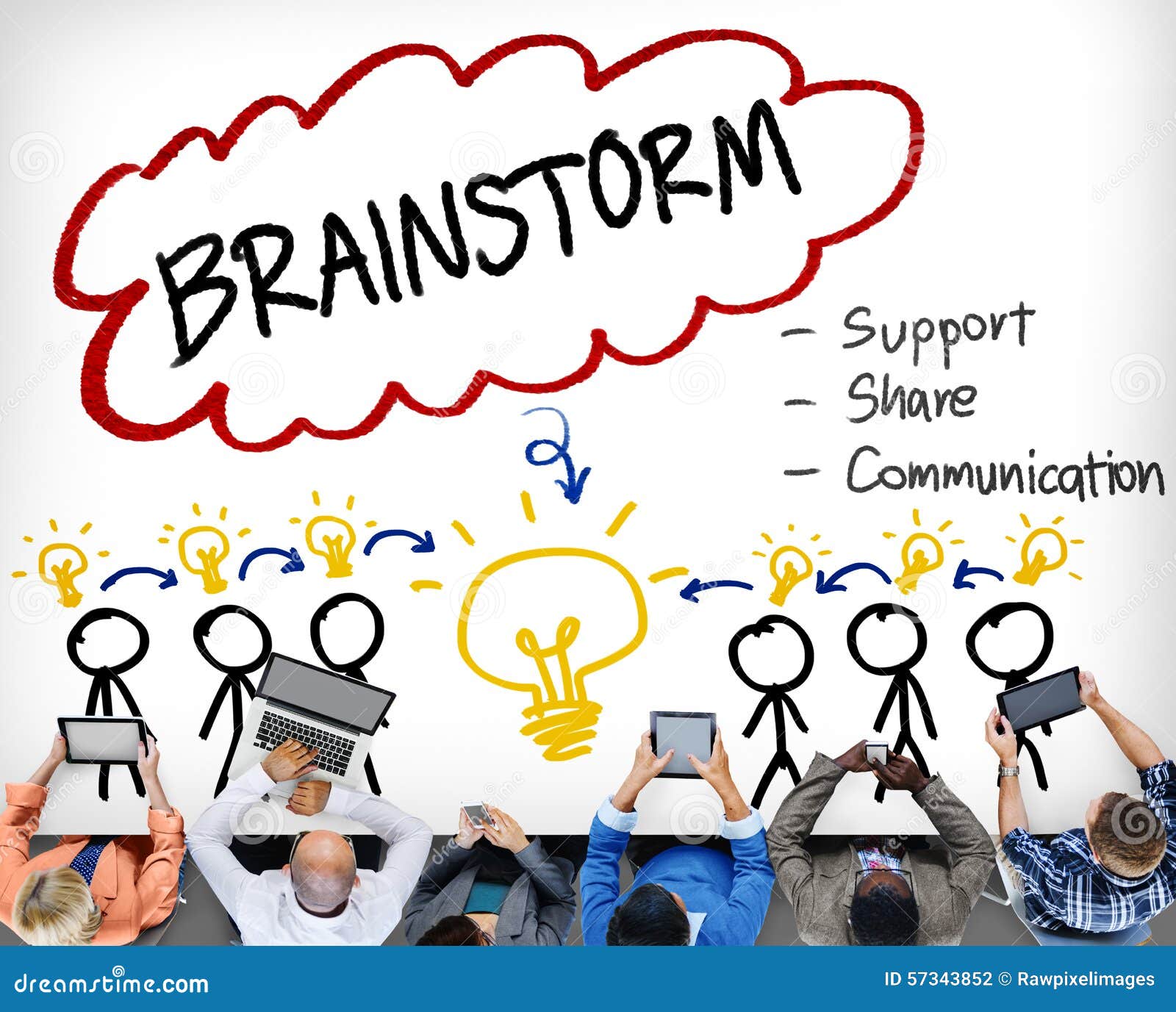 Brainstorming Thinking Support Share Communication Concept Stock ...