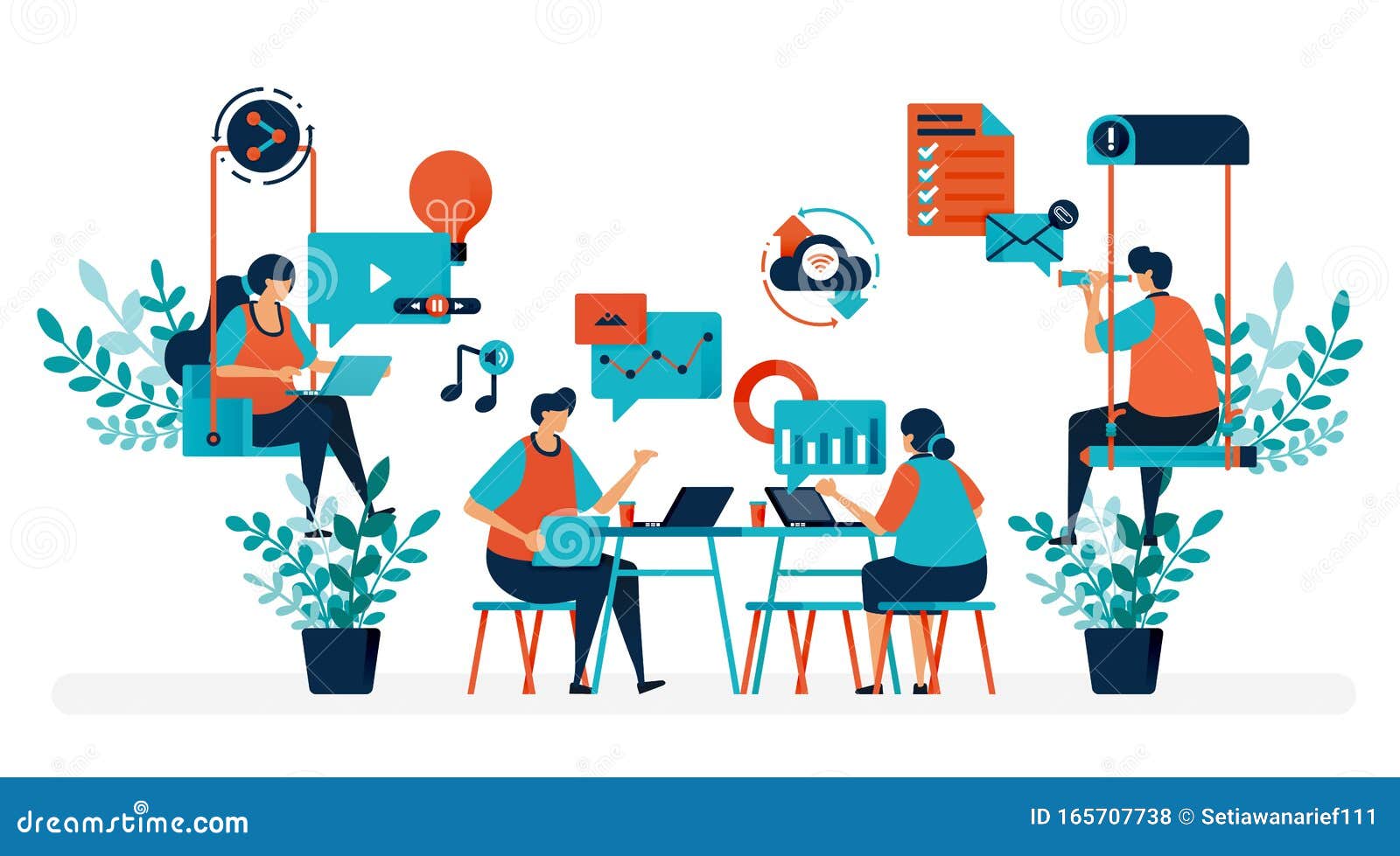 Brainstorming To Solve Problem. Startup Office With Swing. Modern ...