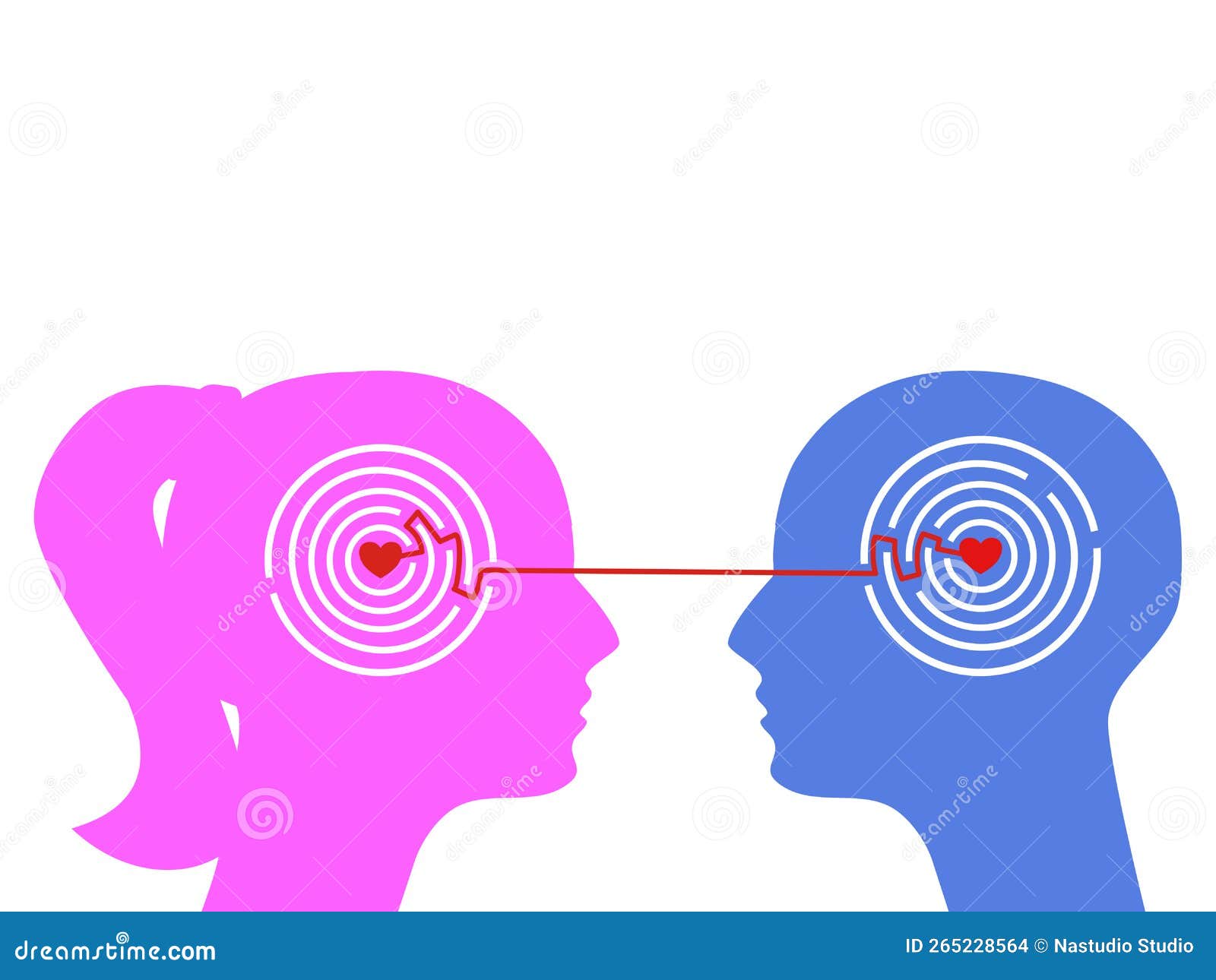Brainstorming To Solve Problems. Male and Female Heads Think the Same ...